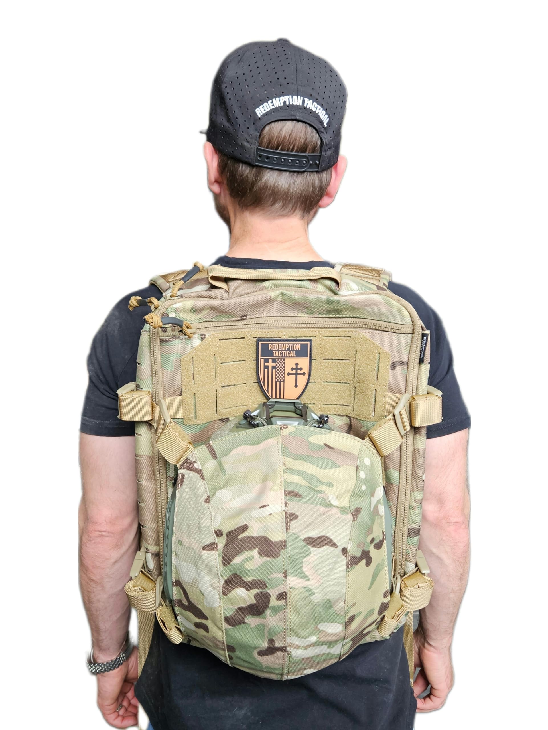 Tactical Airsoft Helmet and Gear Deployment Backpack (Brown)