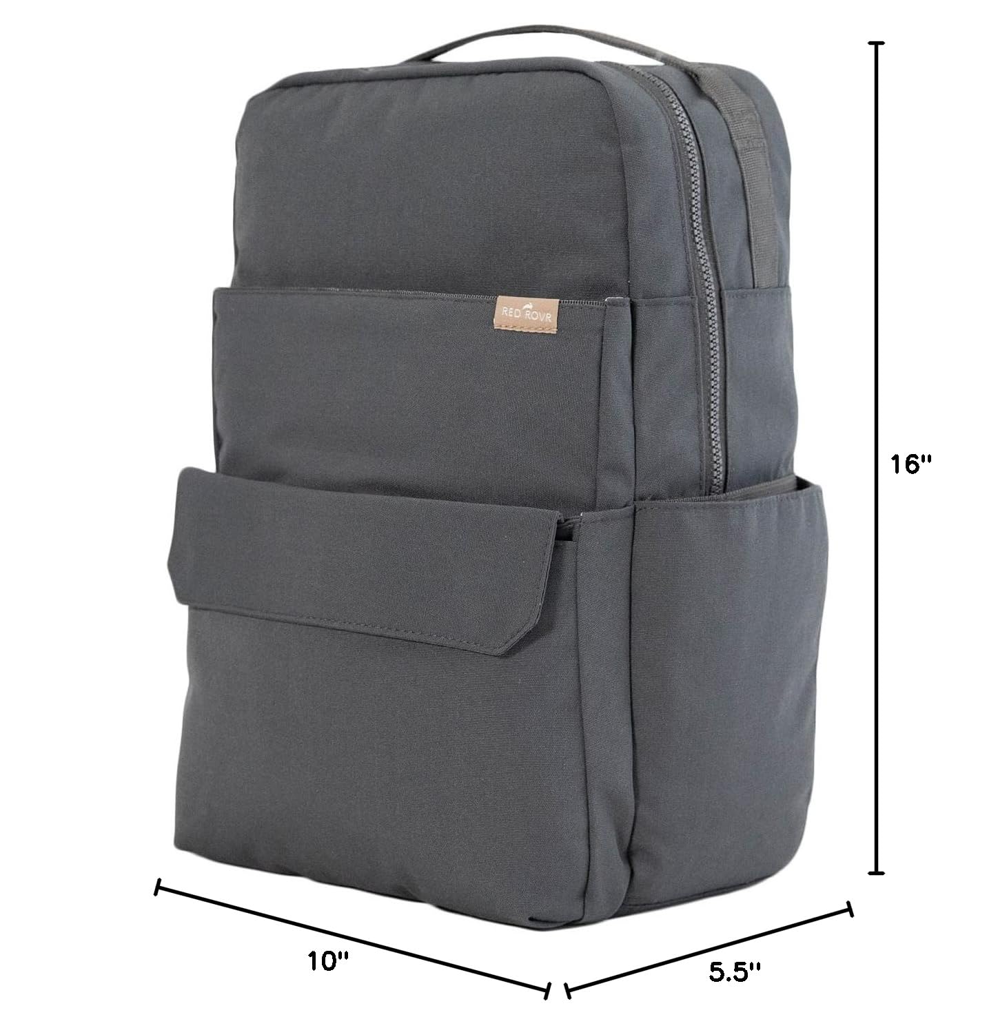 Red Rovr Roo Backpack | Lightweight Diaper Bag with Changing Pad | Large Capacity | Multifunctional Travel Pack | Exterior & Interior Pockets | Water Resistant | Great Gift for Mom & Dad | Charcoal