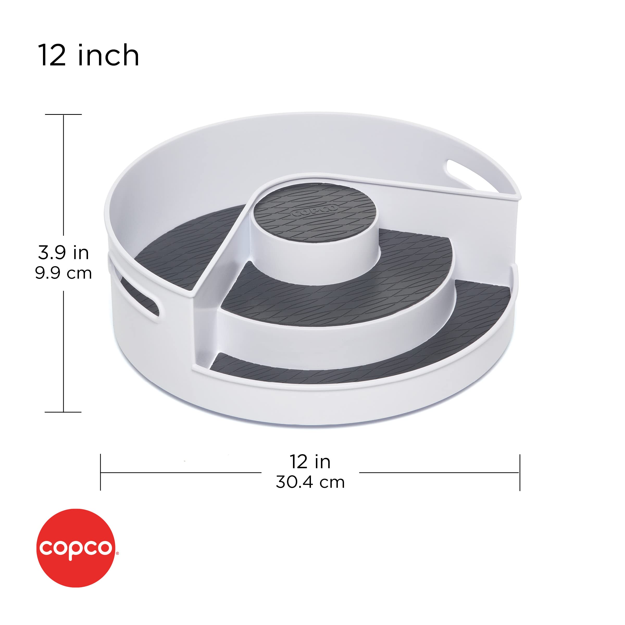 Copco Vita Multi-Tier Cabinet Storage Turntable, 12.2-Inch, White and Gray