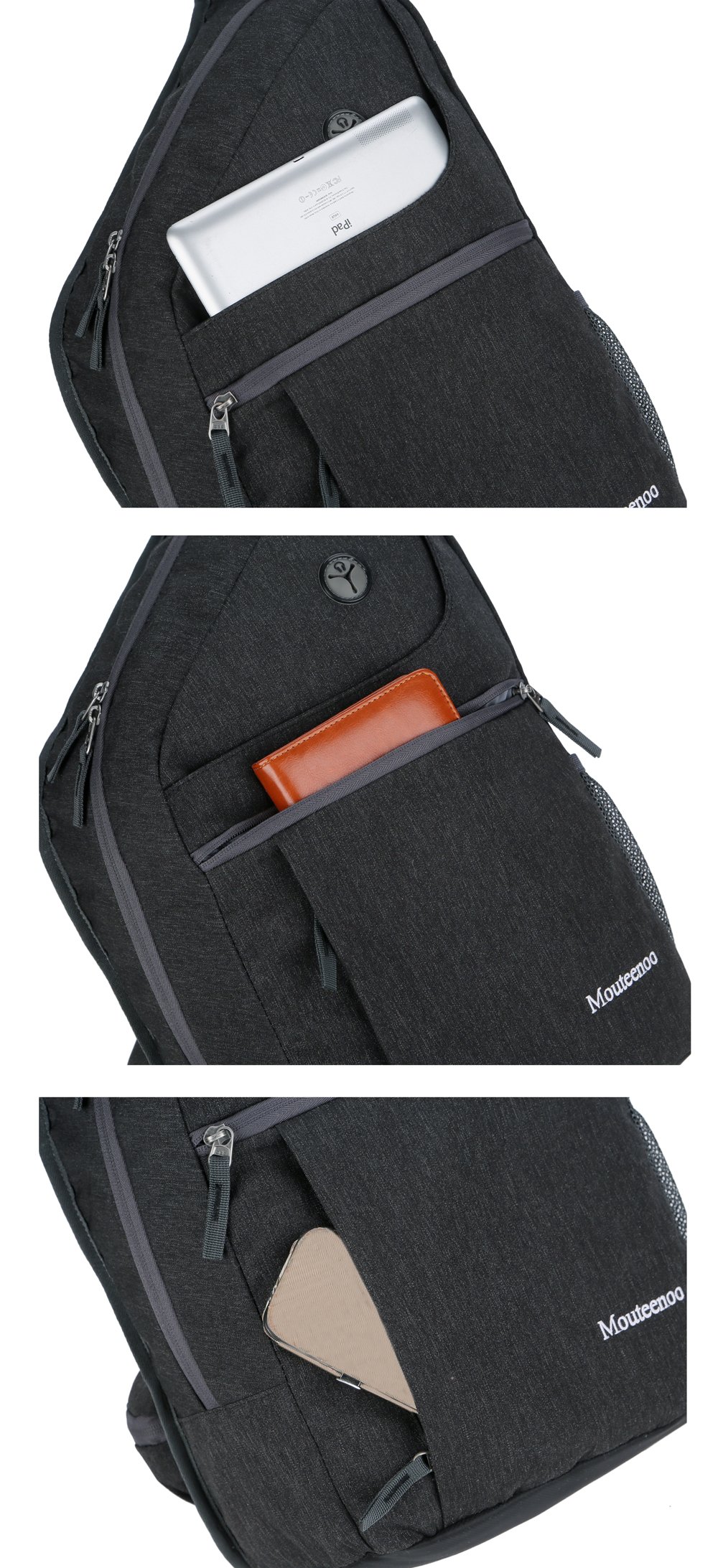 Mouteenoo Sling Backpack for Men and Women Bag (Dark Grey)