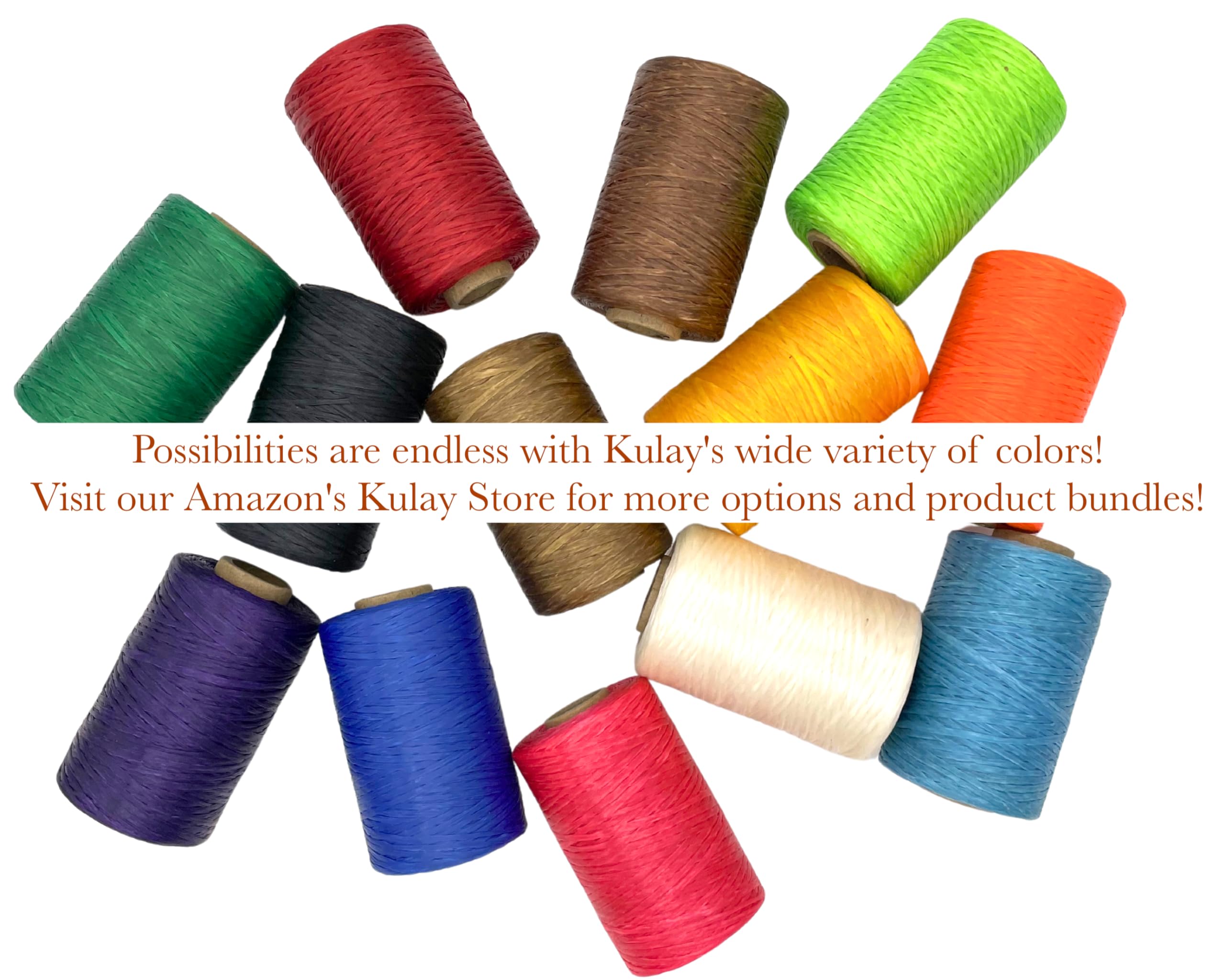 Kulay Artificial Deer Sinew Natural Waxed Flat Polyester Thread for Beading, Leather, Tie-dye Crafts and Sewing, Natural Sinue (5-Ply, 300 Yards or 900 Feet)