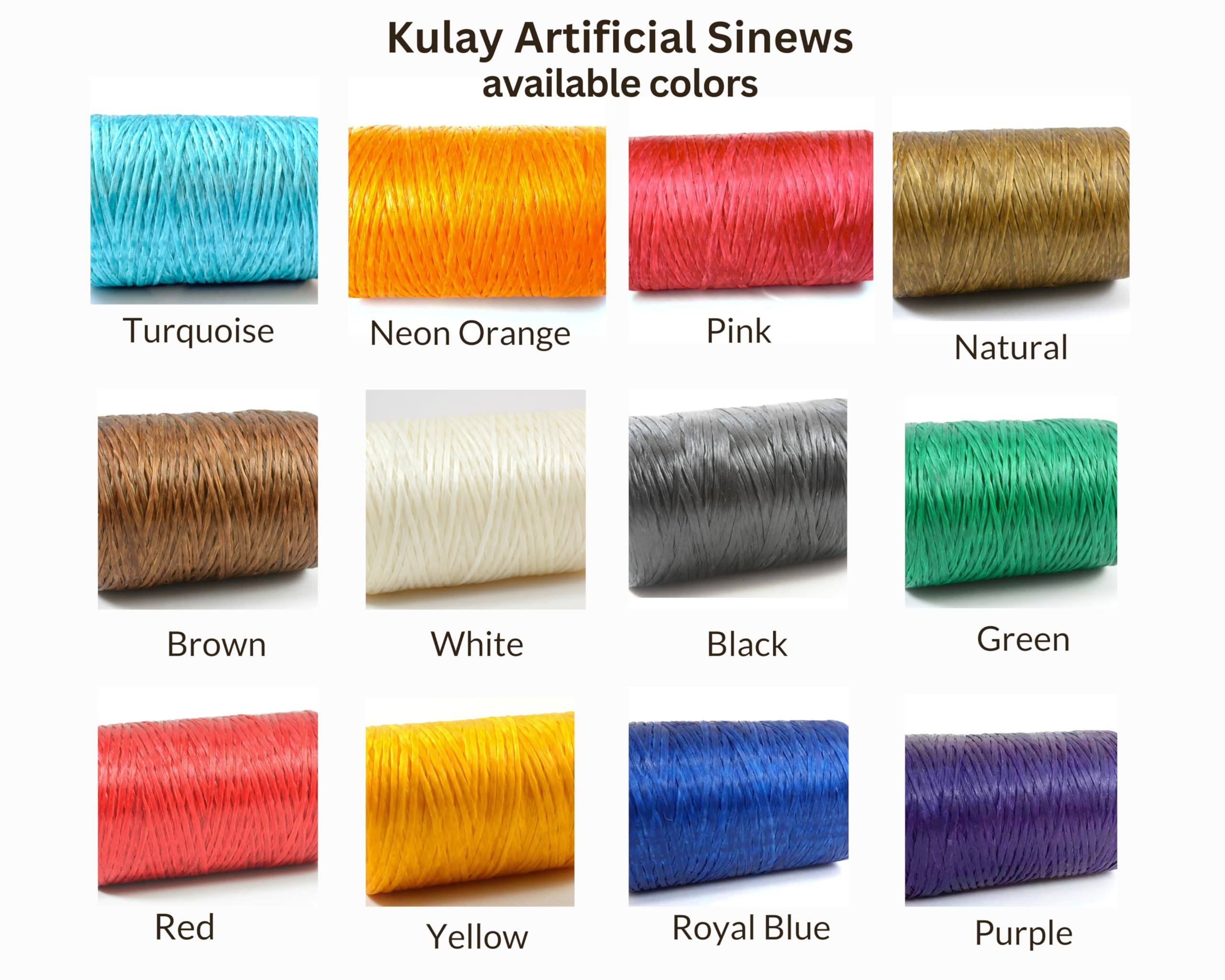 Kulay Artificial Deer Sinew Natural Waxed Flat Polyester Thread for Beading, Leather, Tie-dye Crafts and Sewing, Natural Sinue (5-Ply, 300 Yards or 900 Feet)