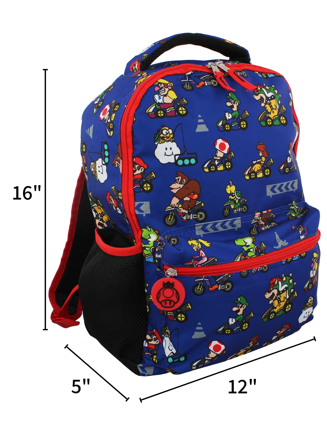 Nintendo Mario Kart Boys Girls Teen 16 Inch School Backpack (Blue, One Size)