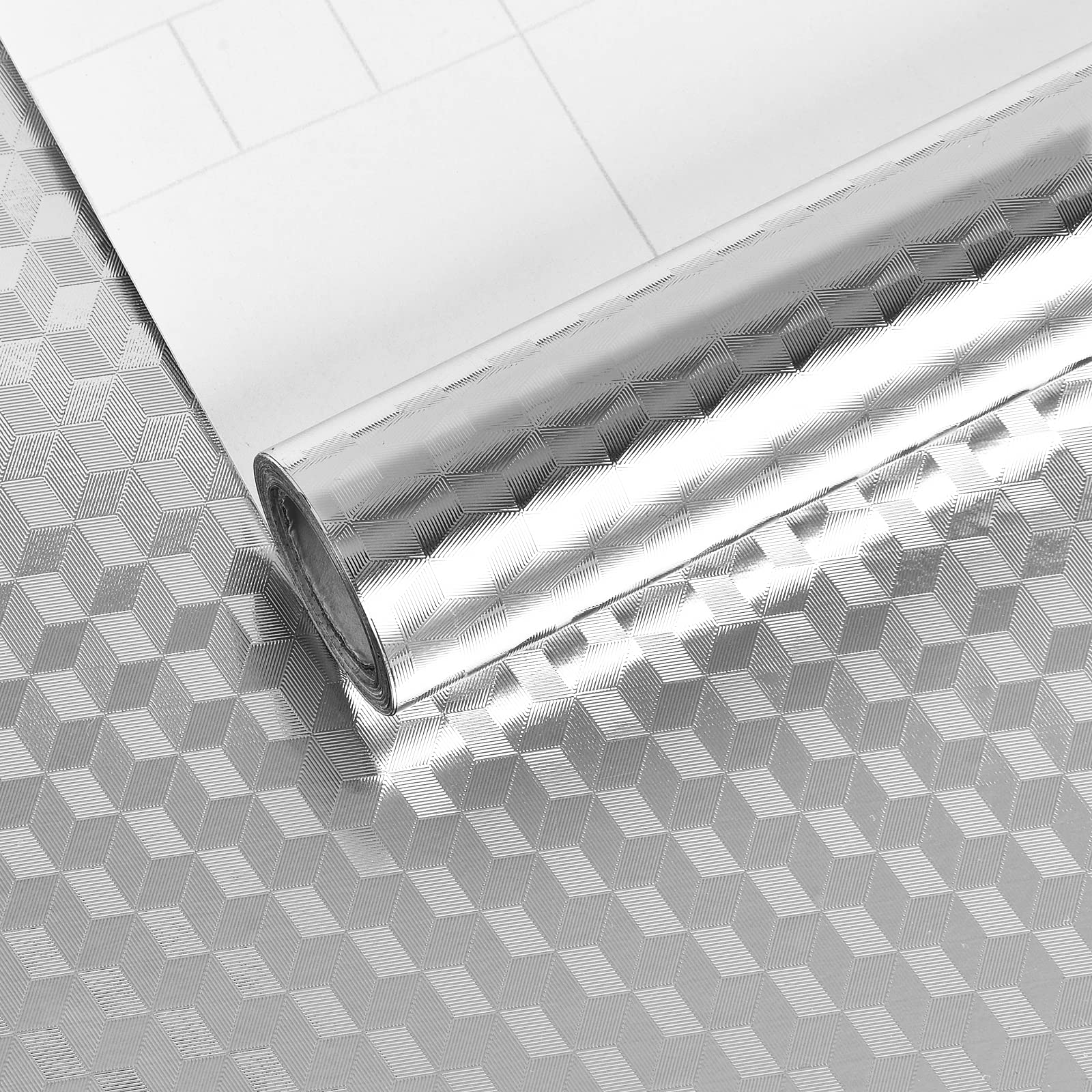 Melwod 15.8" x 78.7" Kitchen Stainless Steel Contact Paper Self Adhesive Peel and Stick Wallpaper Aluminum Foil Textured Paper Stickers for Backsplash Dishwashers Refrigerator Cabinets Shelf