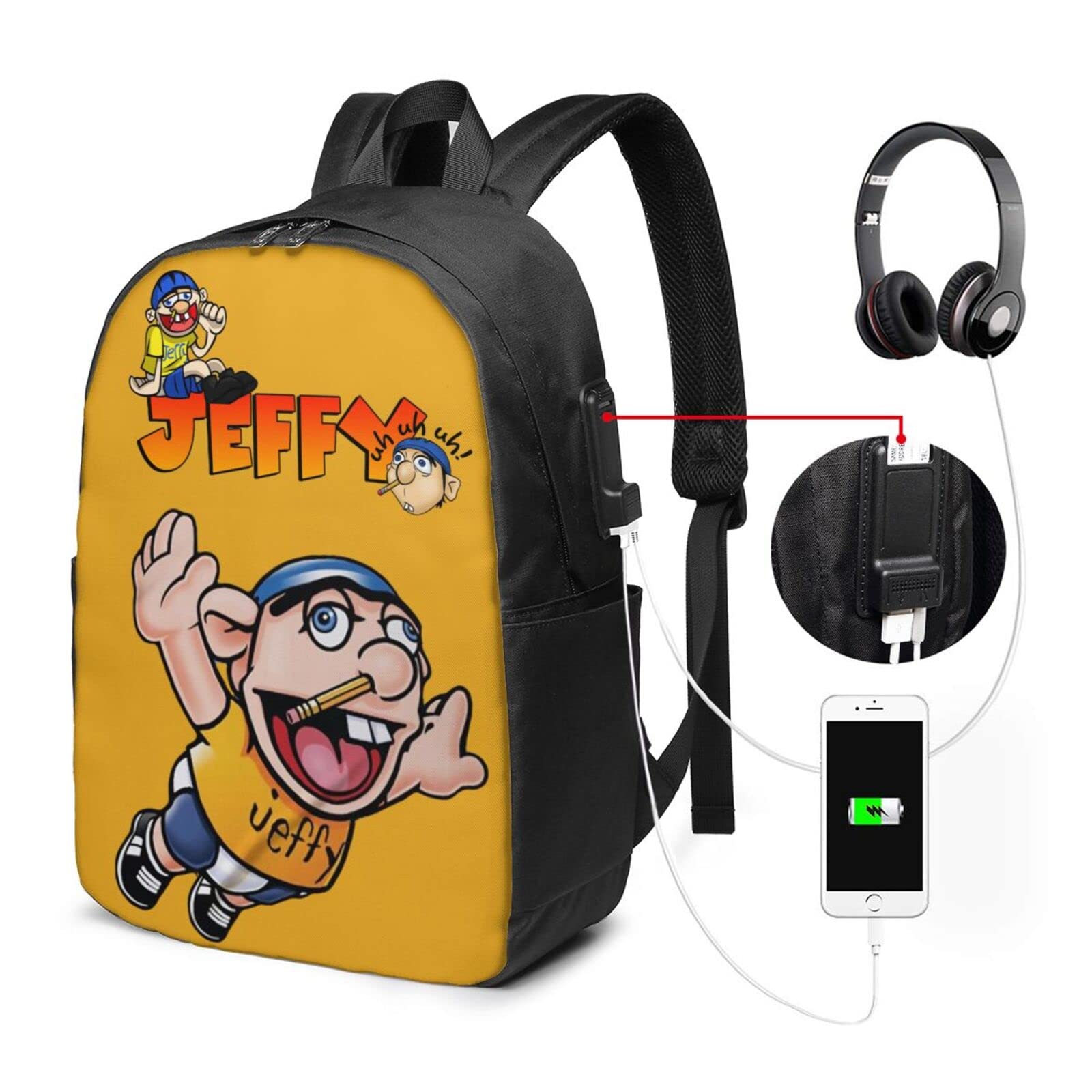 Woodyotime Sml Jeffy Fashionable Computer School Backpack With Usb Port,Travel Business Work Backpack For Adult Women Men