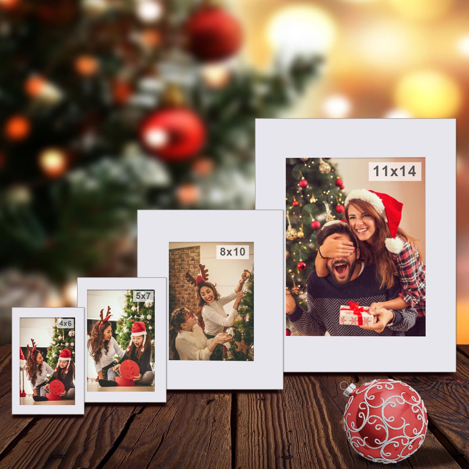 Egofine 5x7 White Picture Mats Pack of 14, Frame Mattes for 4x6 Pictures, Acid Free, 1.2mm Thickness, with Core Bevel Cut