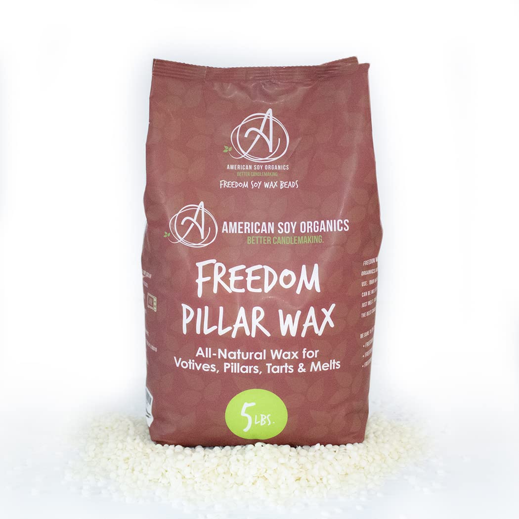 American Soy Organics- Freedom Soy Wax Beads for Pillar Candle Making β Microwavable Soy Wax Beads β Premium Soy Candle Making Supplies (5-Pound Bag)