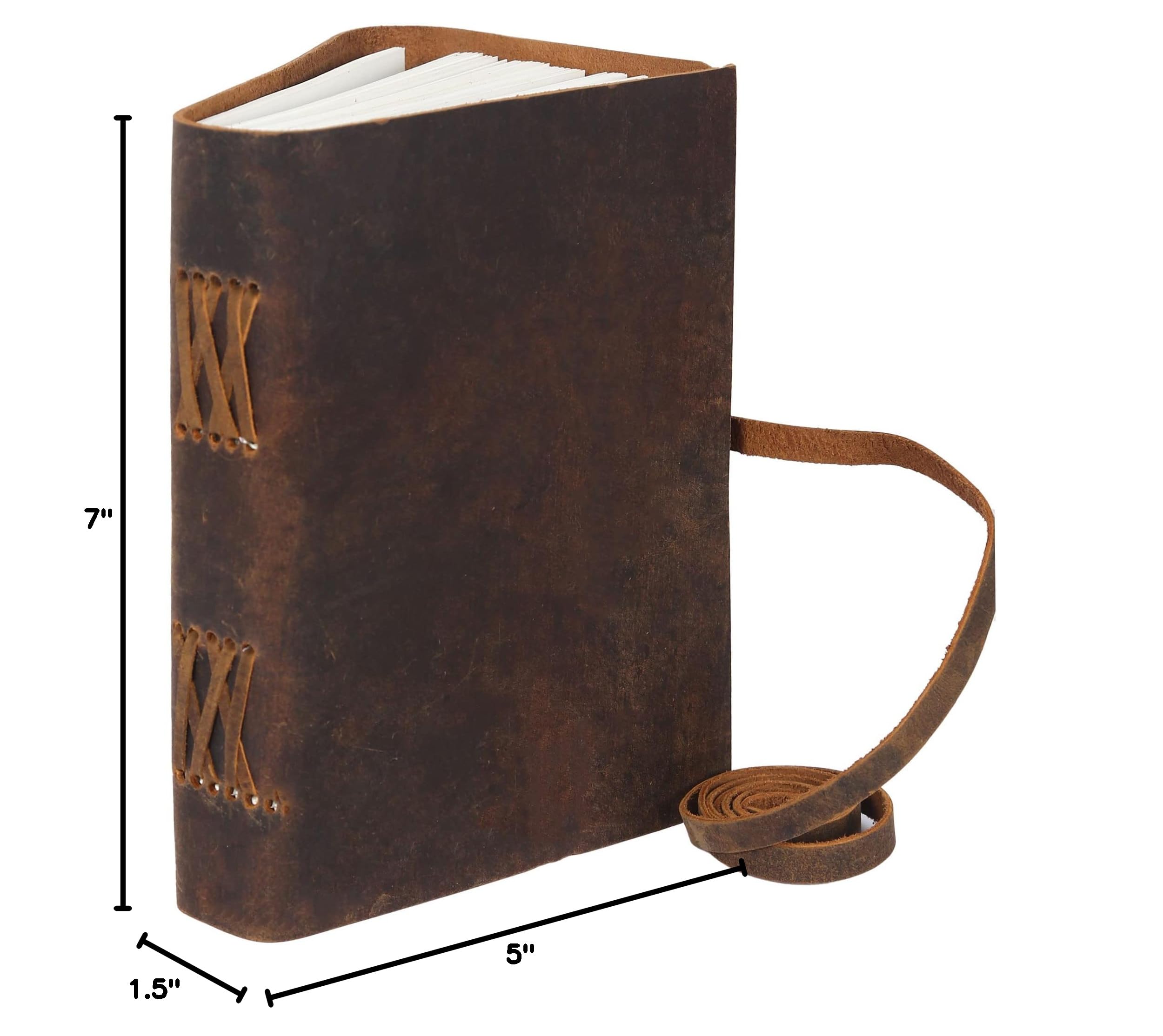 Handmade Leather Journal/Writing Notebook Diary/Bound Daily Notepad For Men & Women Unlined Paper Medium, writing pad gift for artist, sketch (Brown Tan, 7 x 5)