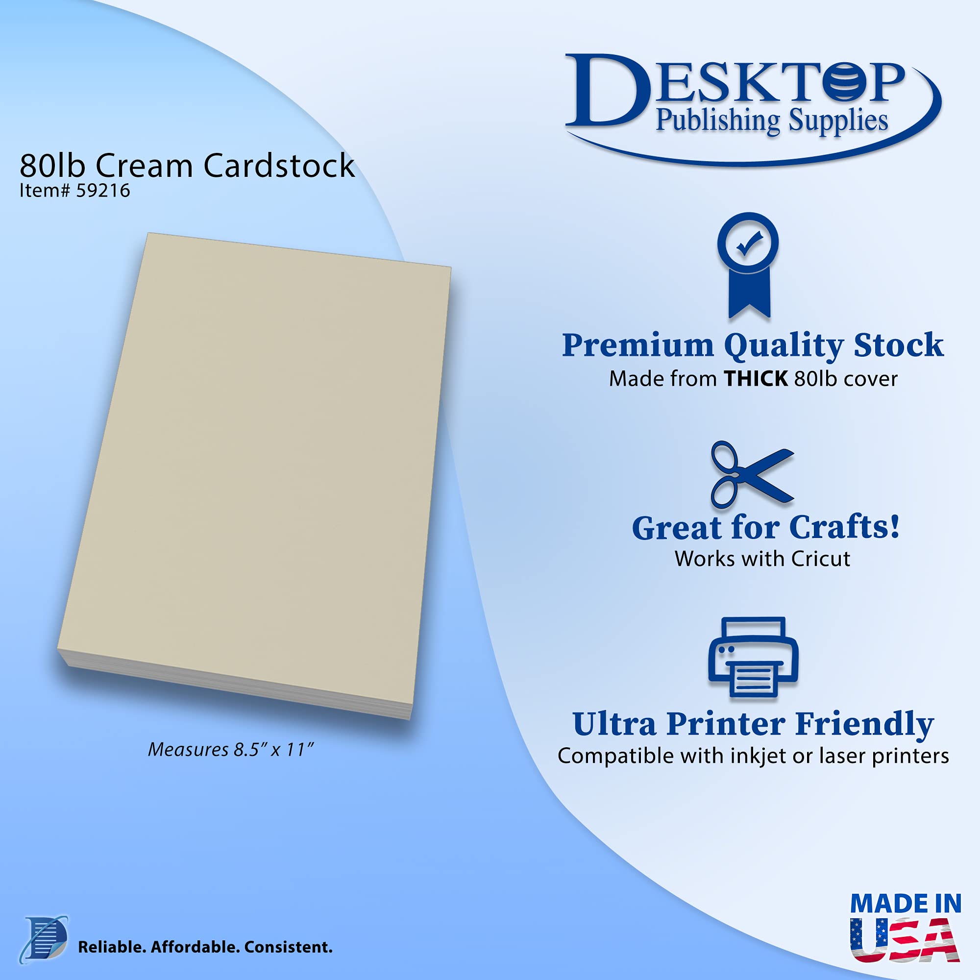 Heavyweight Natural Cream Cardstock 8.5" x 11" - Thick Paper for Printing - Inkjet / Laser 80lb Cardstock (20 Sheets)