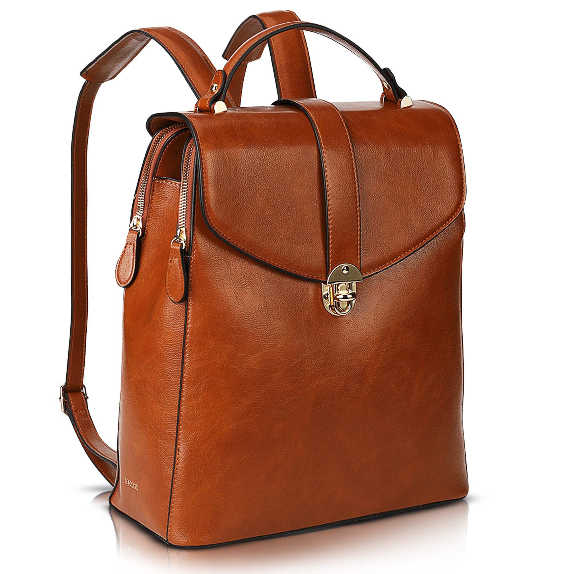 rofozzi Layla Large Backpack Purse for Women - 13-inch Laptop Backpack for Office - Top Handle 3-Compartment Everyday Fashion Backpack - Water-Resistant Easy to Care Vegan Leather Bag Pack