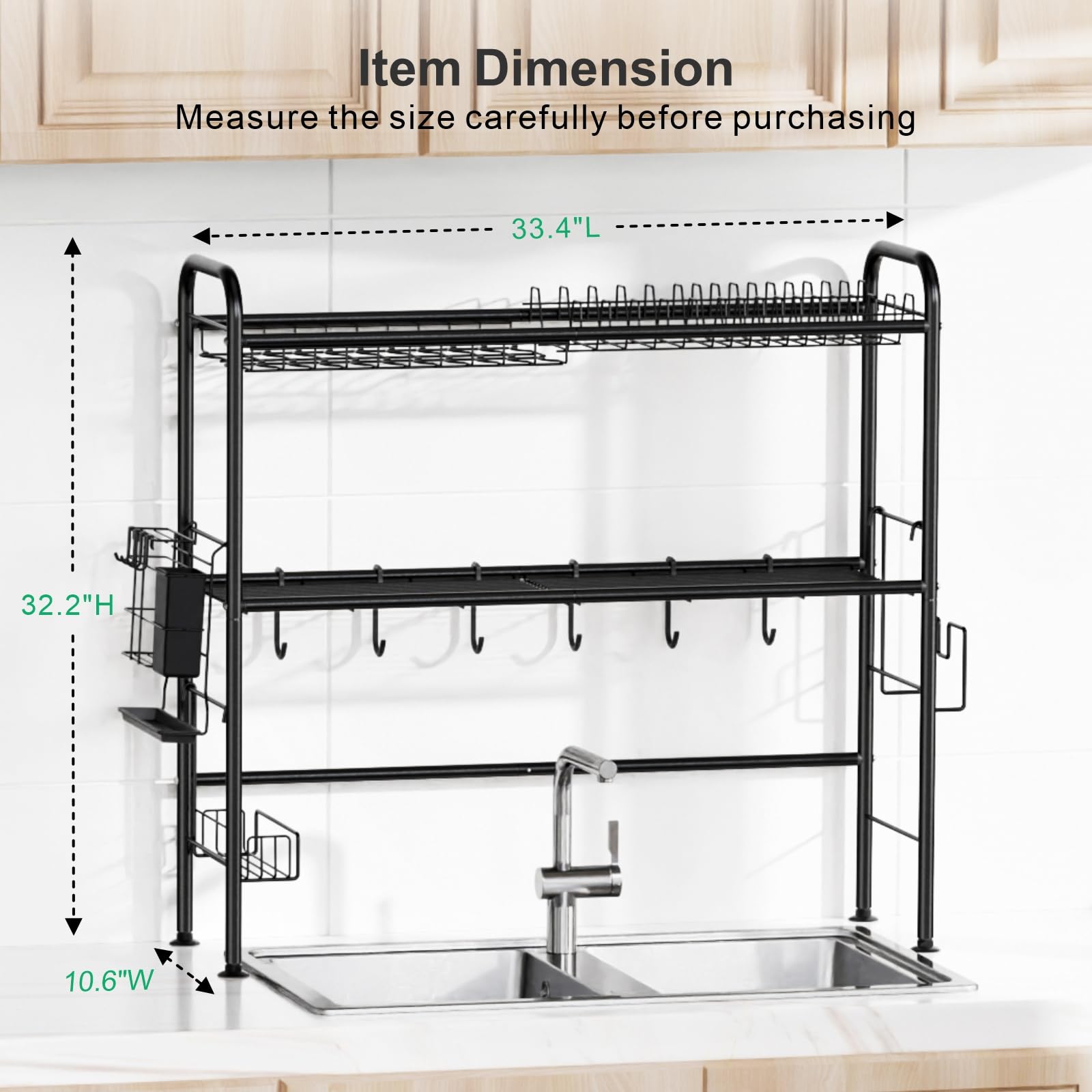 GSlife Over The Sink Dish Drying Rack Stable Stainless Steel Dish Drying Rack Kitchen Organizer Dish Drainer Shelf for Kitchen Counter, Silver