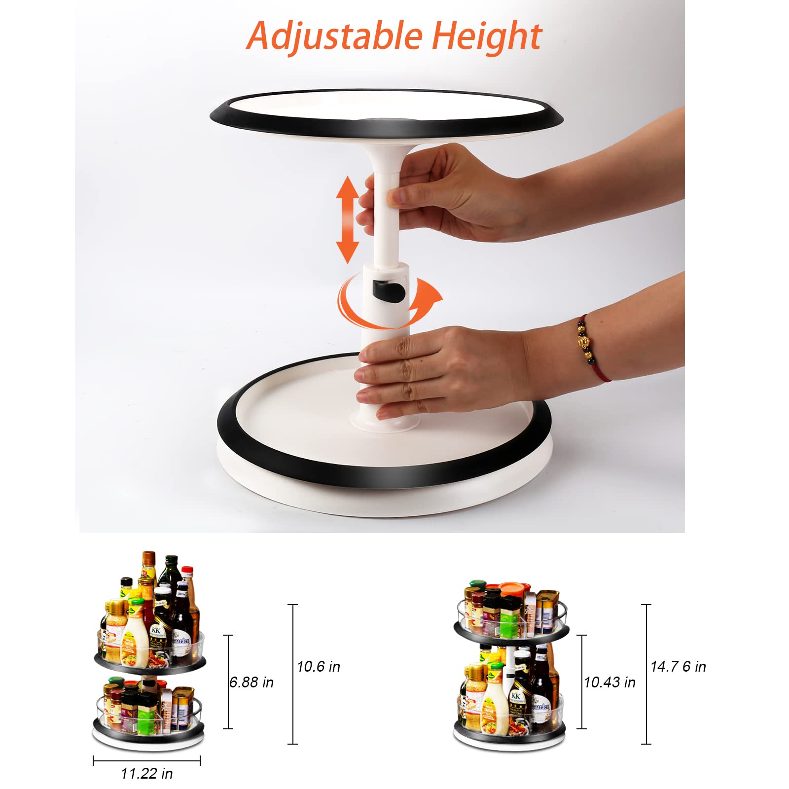 Lazy Susan Oragnizer,2 Pack Turntable Organizer,Fridge Organization,Non-Skid Spice Rack Organizer, Fruit Container, 360 Rotating Storage Container for Home Kitchen,Countertop,Cabinet,Fridge