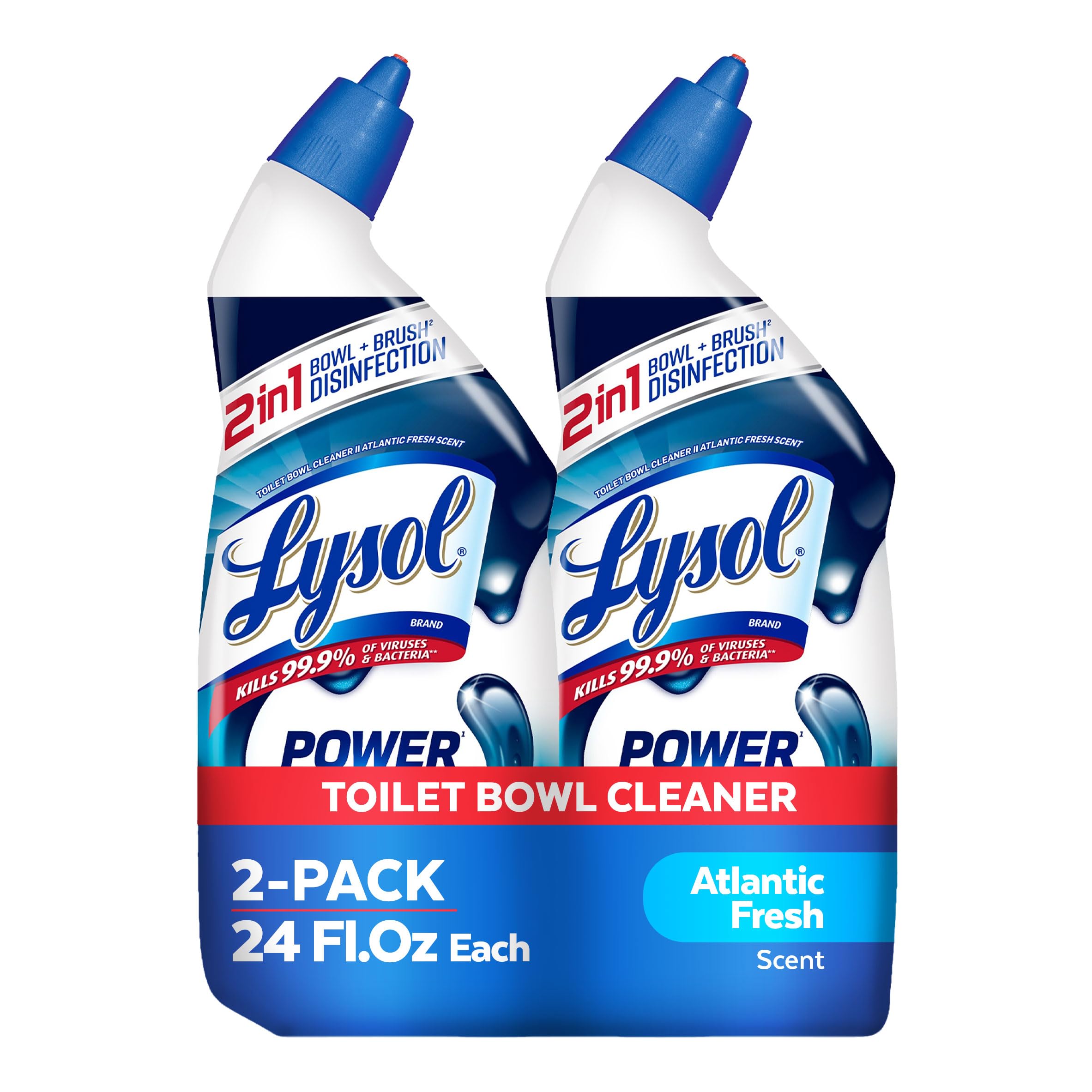 Lysol Power Toilet Bowl Cleaner Gel, For Cleaning and Disinfecting, Stain Removal, 24oz (2-pack)