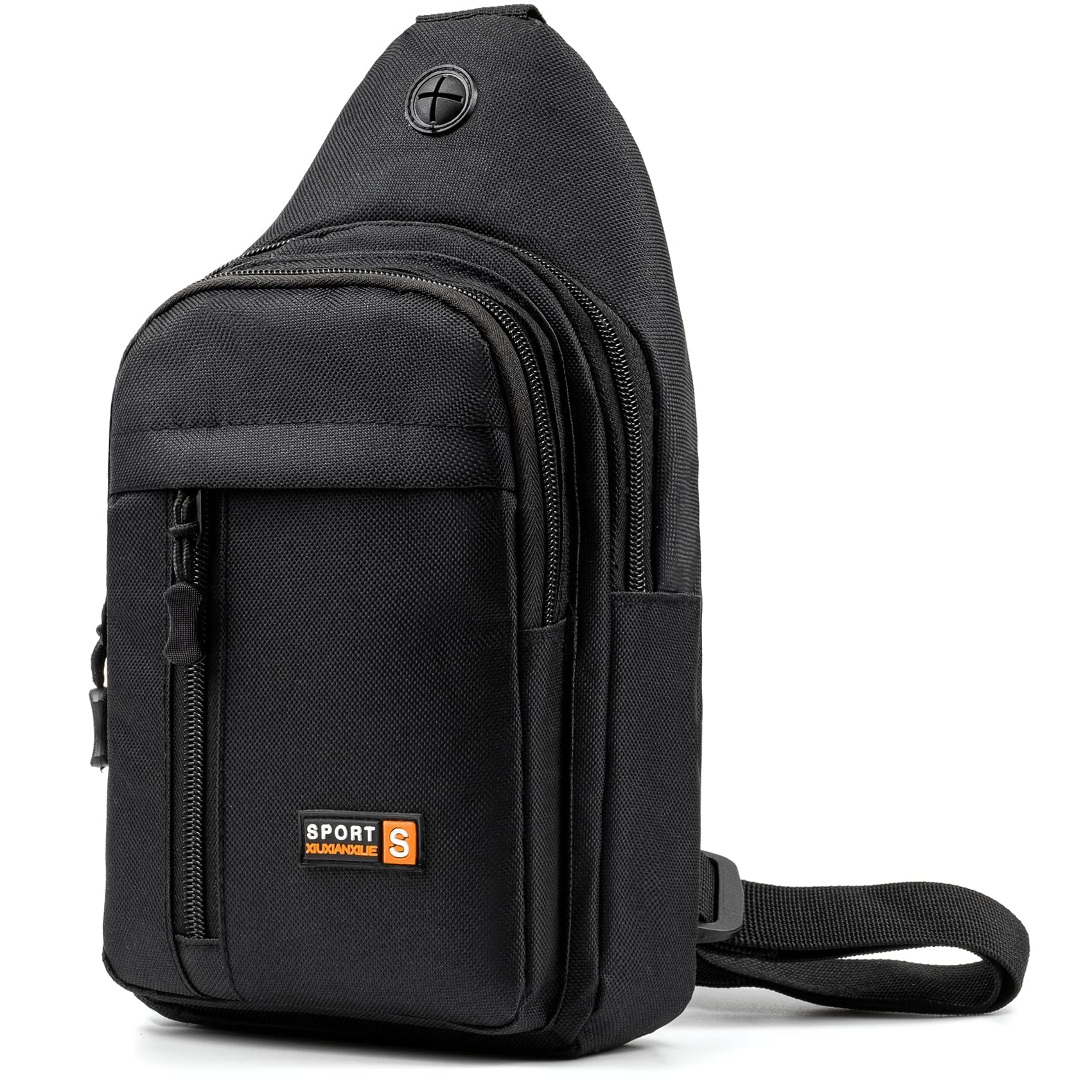 Gurislife Sling Bag For Men Women, Small 6L Mini Crossbody Bags Black Fanny Pack, Lightweight One Strap Shoulder Backpacks For Men, Sling Chest Bag Casual Daypack For Work Travel Camera Hiking, Black