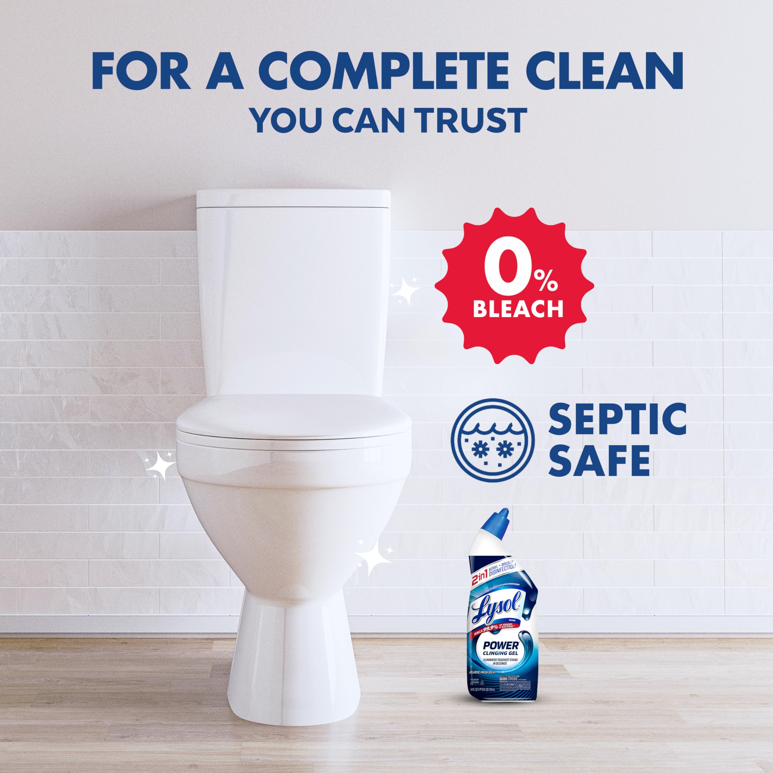 Lysol Power Toilet Bowl Cleaner Gel, For Cleaning and Disinfecting, Stain Removal, 24oz (2-pack)