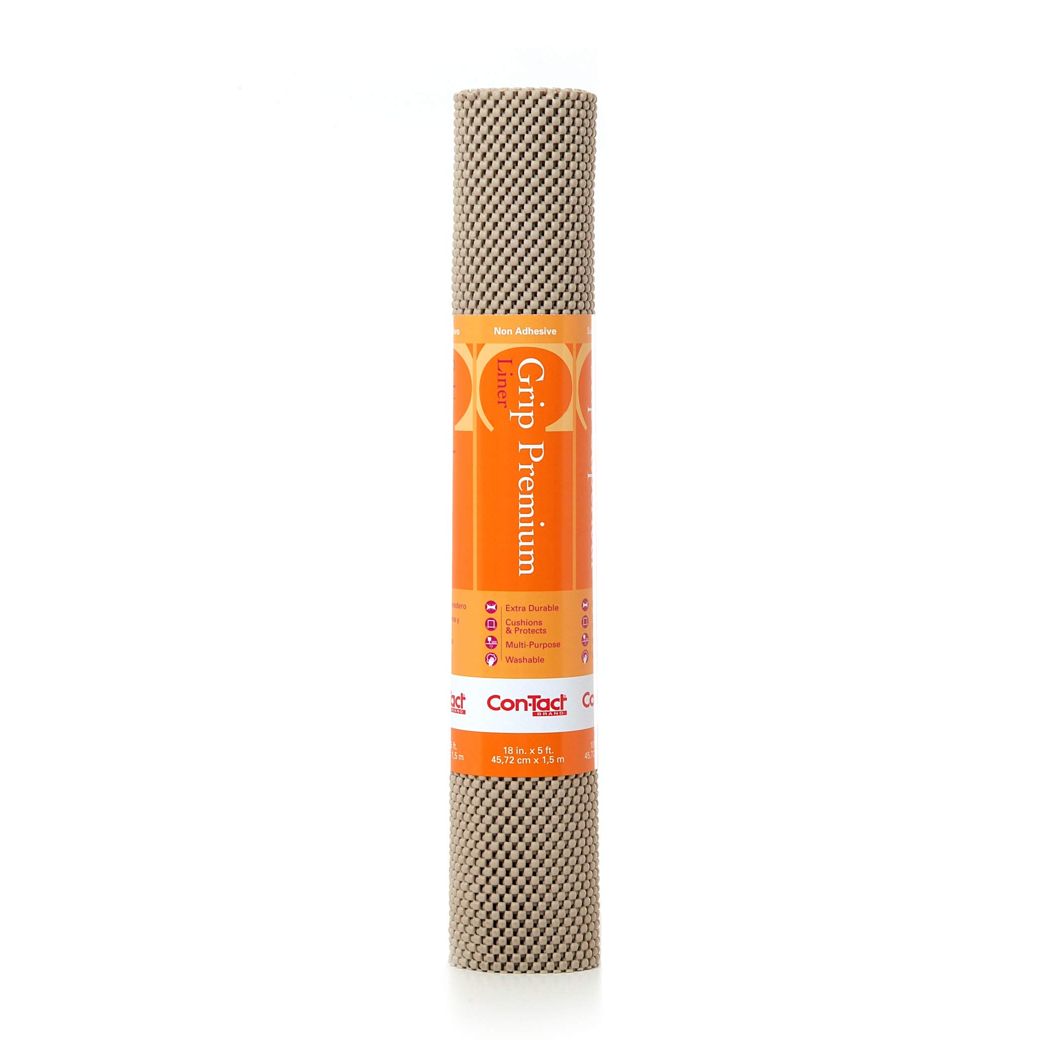 Con-Tact Brand Beaded Grip Durable Adhesive Non-Slip Shelf and Drawer Liner, 12" x 5', Taupe