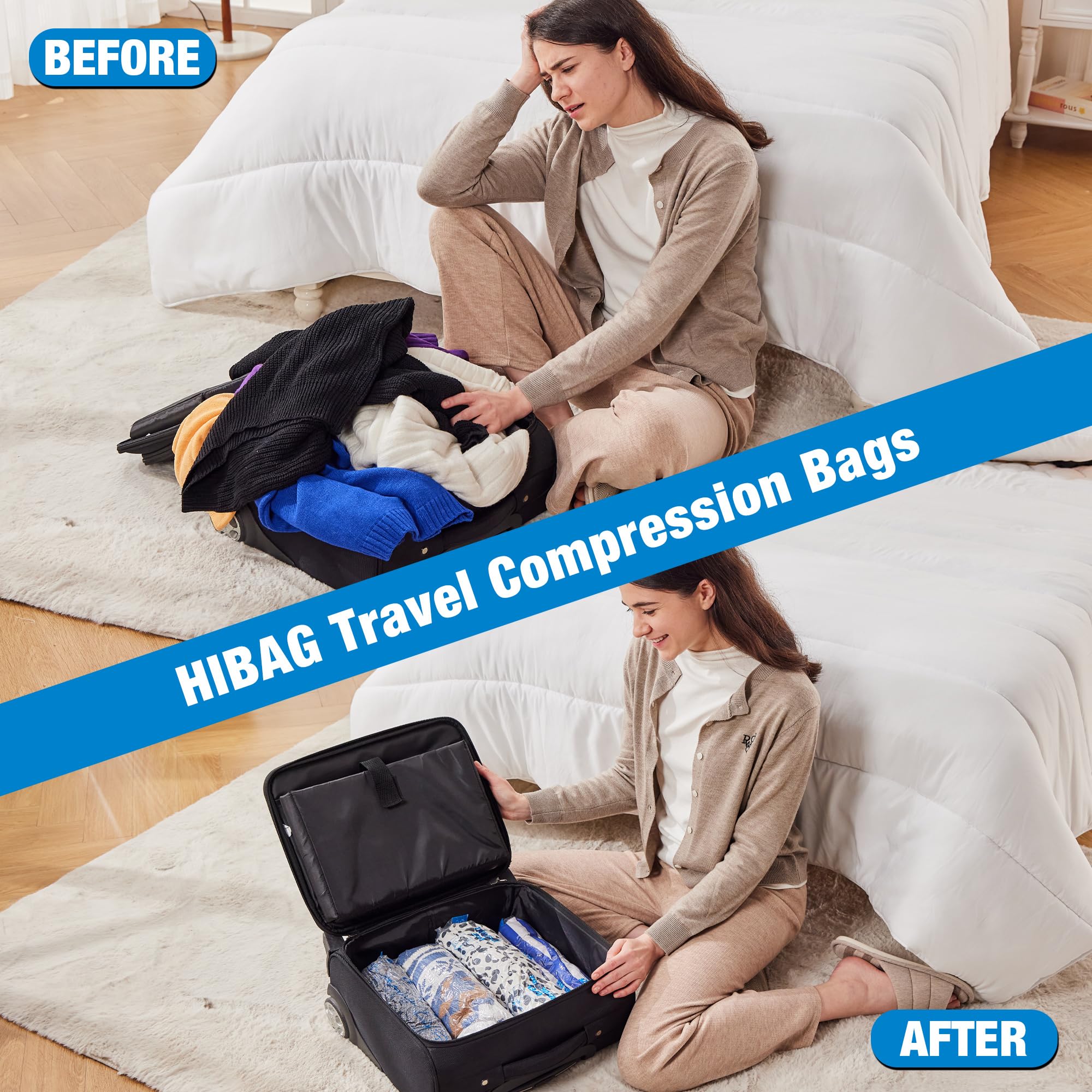 Hibag Vacuum Storage Bags, Space Saver Vacuum Seal Storage Bags 30-Pack Sealer Bags for Clothes, Clothing, Bedding, Comforter, Blanket (30C)