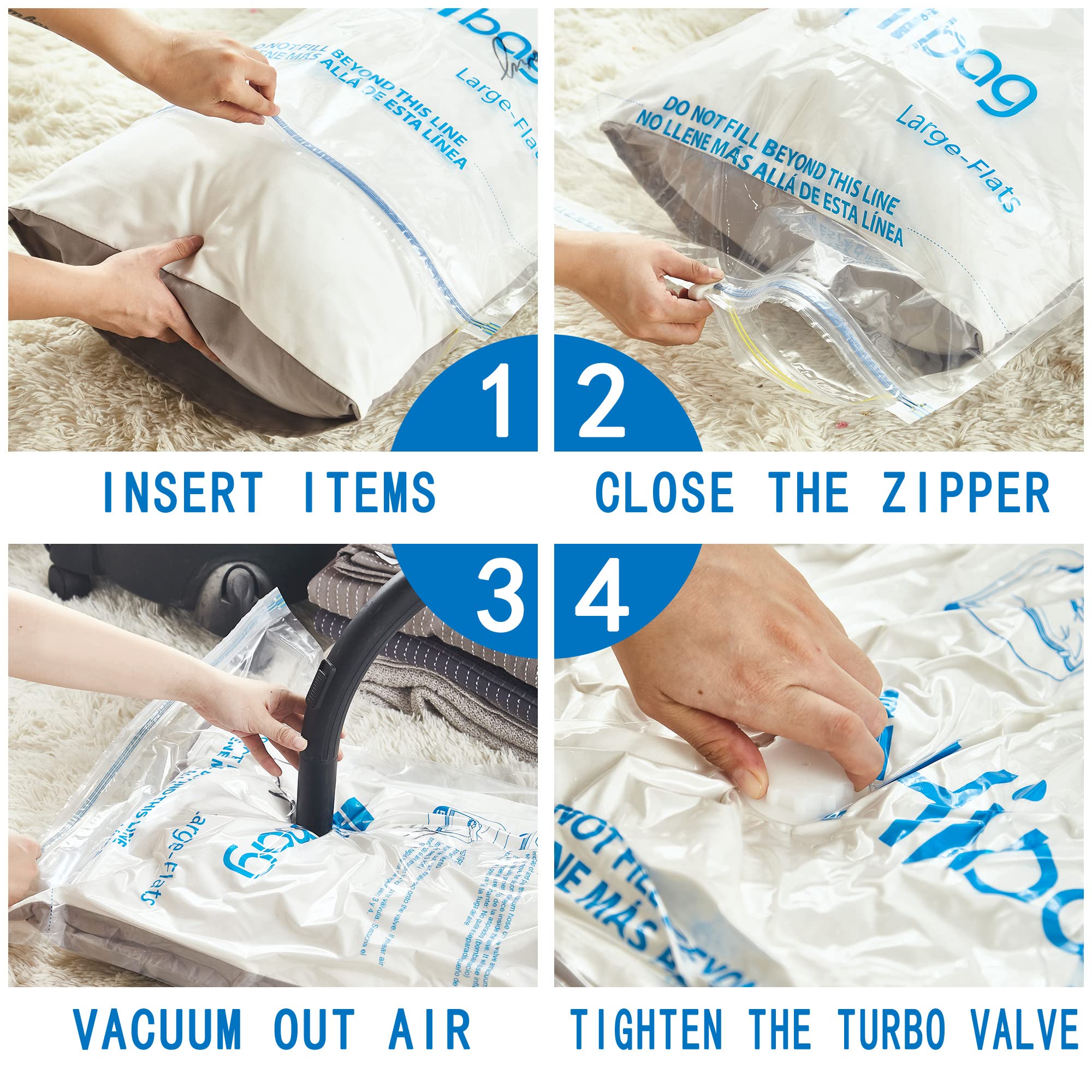 Hibag Vacuum Storage Bags, Space Saver Vacuum Seal Storage Bags 30-Pack Sealer Bags for Clothes, Clothing, Bedding, Comforter, Blanket (30C)
