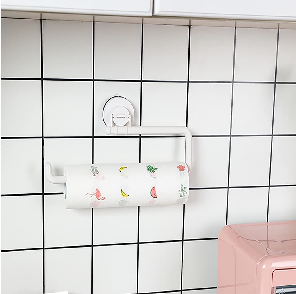 TAOXPING Vacuum Suction Cup Paper Towel Holder for Kitchen & Bathroom Removable Tissue Paper Holder Towel Holder Wall Mount or Under Cabinet