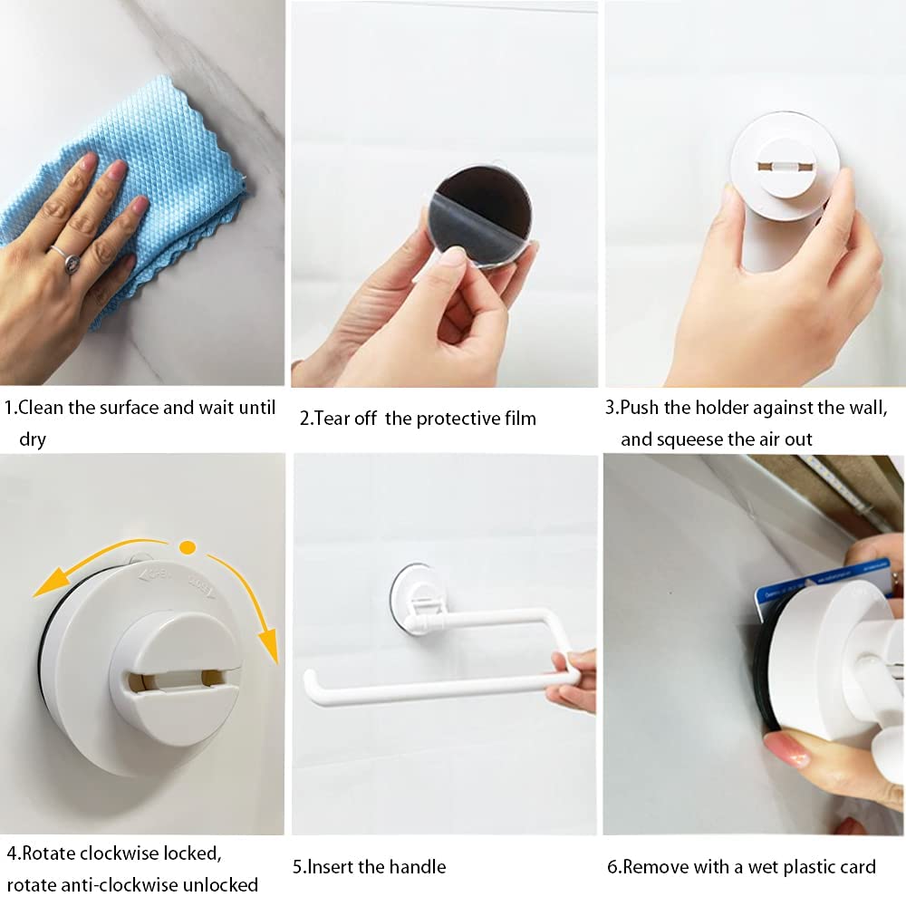 TAOXPING Vacuum Suction Cup Paper Towel Holder for Kitchen & Bathroom Removable Tissue Paper Holder Towel Holder Wall Mount or Under Cabinet