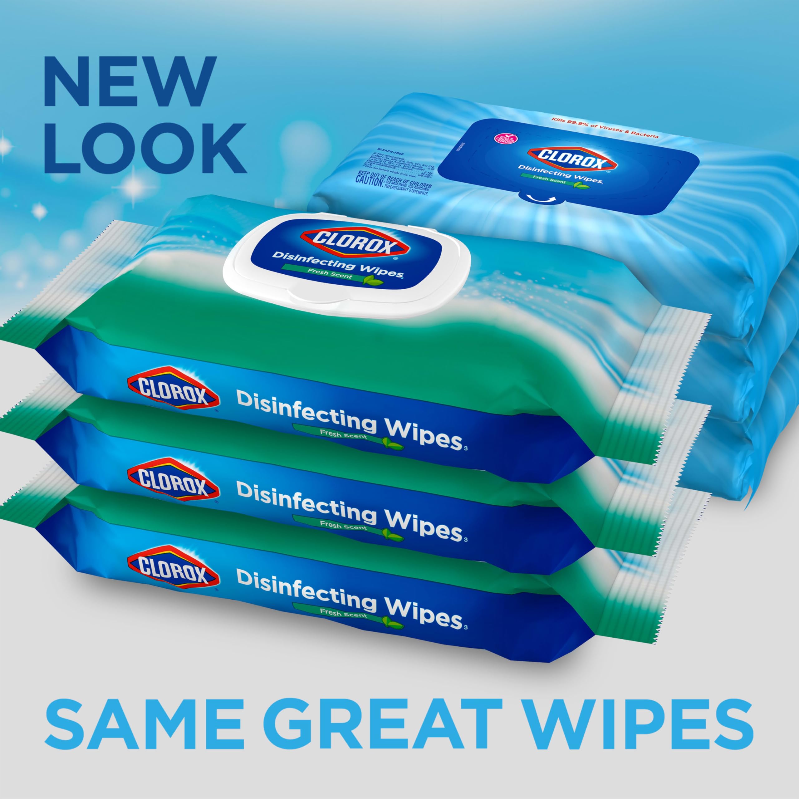 Clorox Disinfecting Wipes, Bleach Free Cleaning Wipes, Multi-surface Wipes with Moisture Seal Lid, Easy Pull Wipes Pack, Fresh Scent, 75 Wipes (Pack of 3) - Packaging May Vary