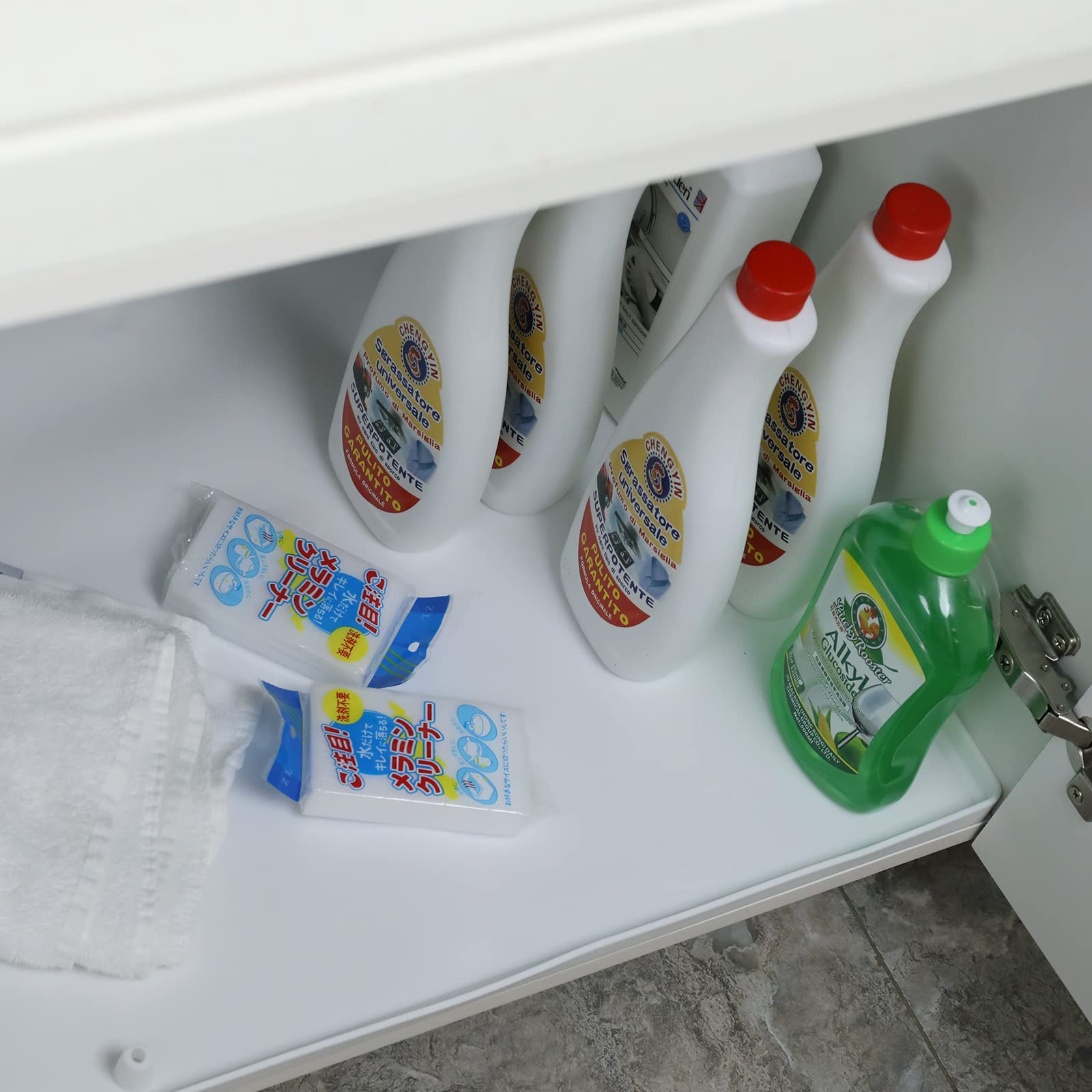 Tomekji Under Sink Mat, 34x22 (Please Check Dimensions) Under Sink Mats for Kitchen Waterproof, Made of Premium Silicone Perfect Sink Cabinet Protector - Holds Over 2 Gallons water - White