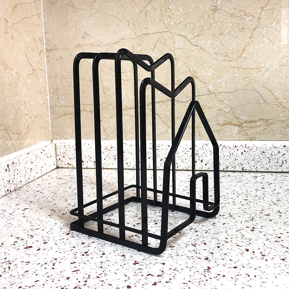 Cutting Board Rack Lid and Chopping Board Block Shelf Organizer Multilayer Stand Holder Kitchen Countertop Pot Pan Store Rack Color Black