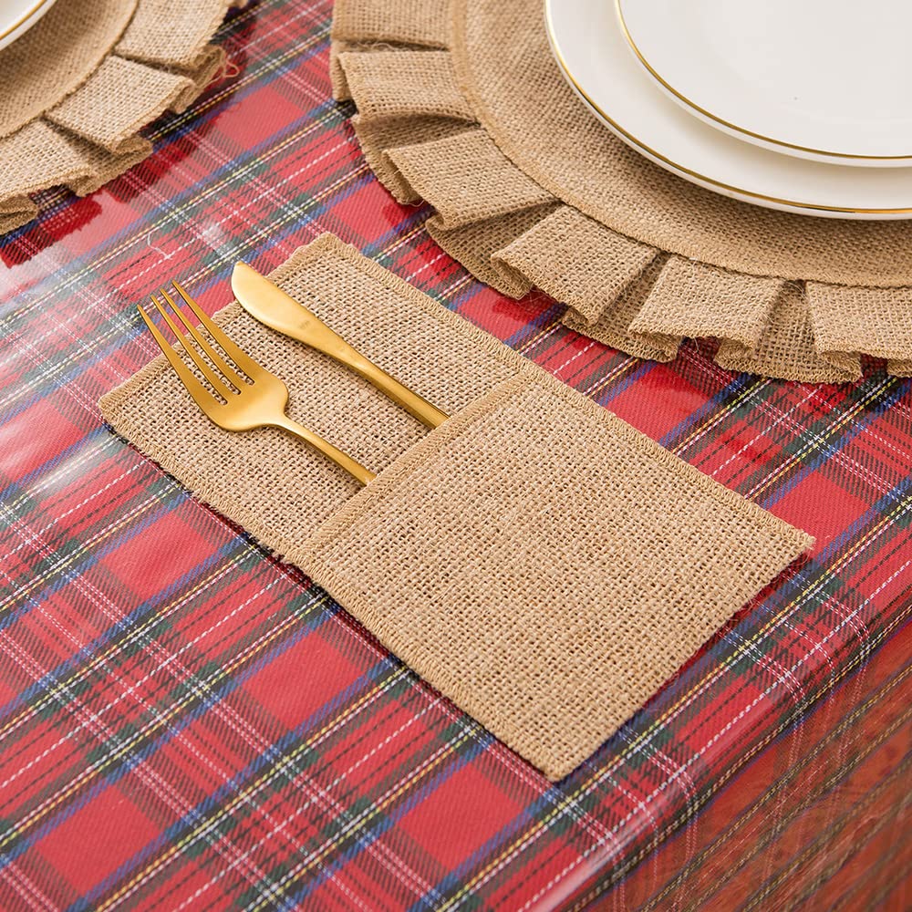 AOKQYA Burlap Silverware Holder Set Of 10 Reusable Rustic Utensil Holder Pouch for Table Setting (Natural)