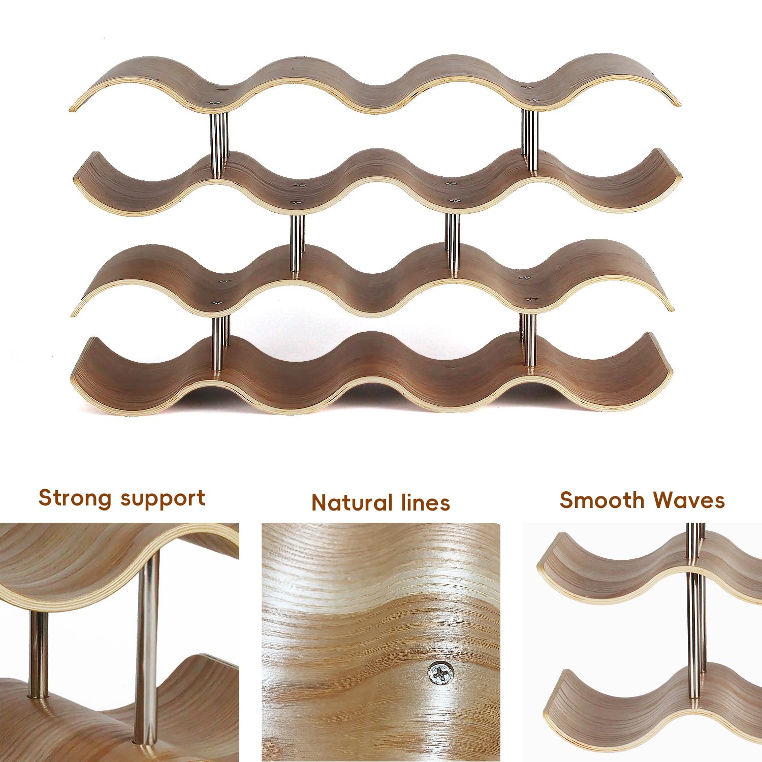 Bellglee 14 Bottles Wine Racks Countertop for Shelf, 4-Tier Wooden Wine Bottle Holder Stand, freestanding Wine Storage for Inside Cabinet Organizer for Home Décor, Bar and Pantry