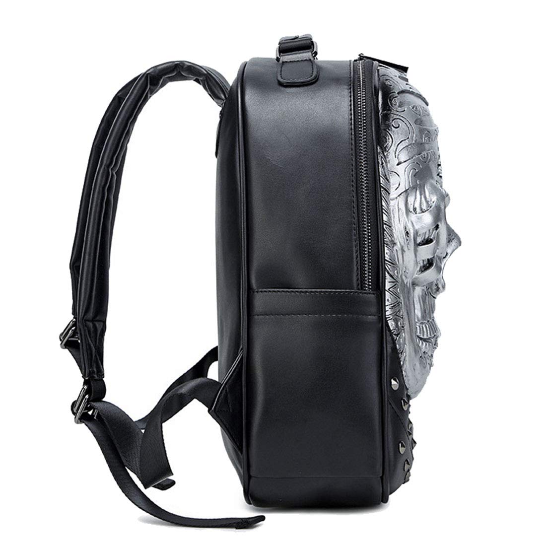 Berchirly 3D Skull Pu Leather Backpacks Women Small School College Bookbag Backpack Black