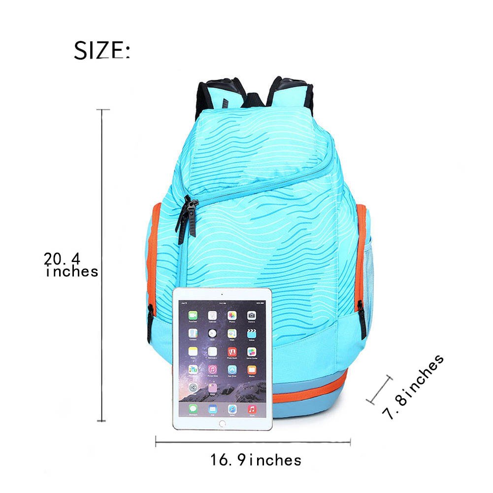 GoFar Lightweight Backpack Large School Bag Travel Rucksack holds shoes basketball Fits 15.6-inch Laptop (Blue)