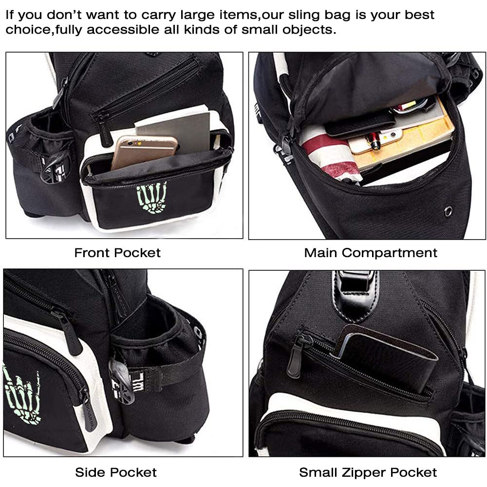 FEWOFJ Sling Bag for Mens Boys with USB Charger Port, Small Chest Pack with Side Pocket, Travel Shoulder Backpack