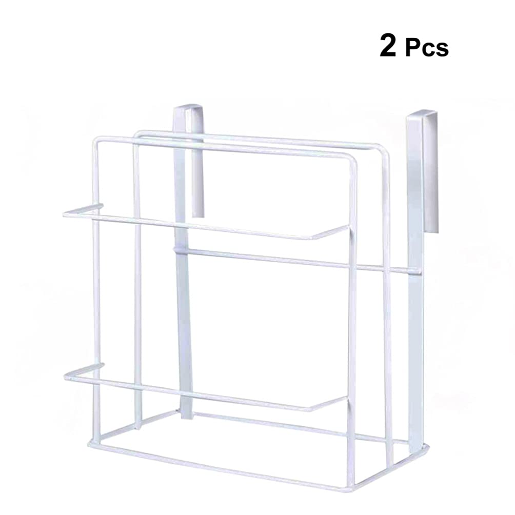 YARNOW 2 Pcs Chopping Board Shelf Under Cabinet Double Layer Pot Lid Rack Holder Punch Free Towel Bar Kitchen Storage Organizer (White)