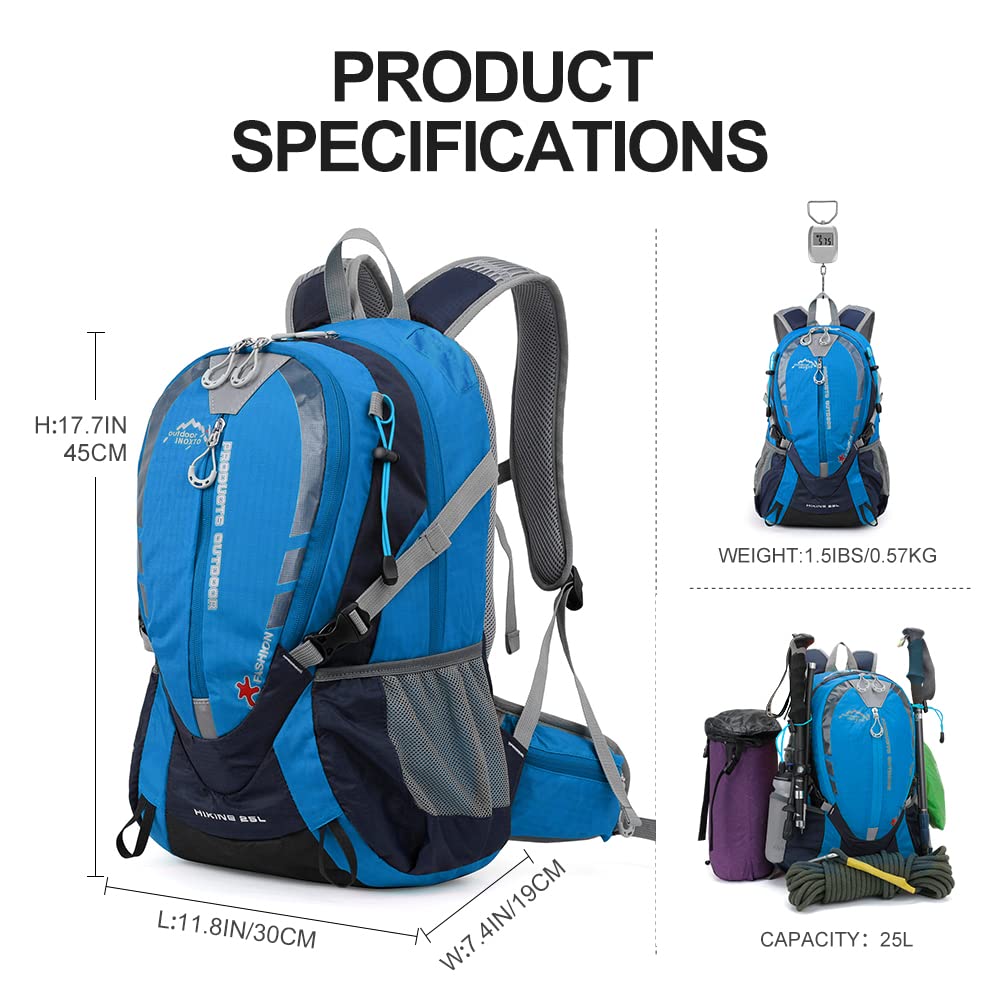 INOXTO Small Hiking Backpack with 2L Water Bladder and Waterproof Rain Cover, 25L Hydration Backpack Hiking Daypack Camping Backpack for Travel Cycling Hiking Camping Outdoor for Men and Women