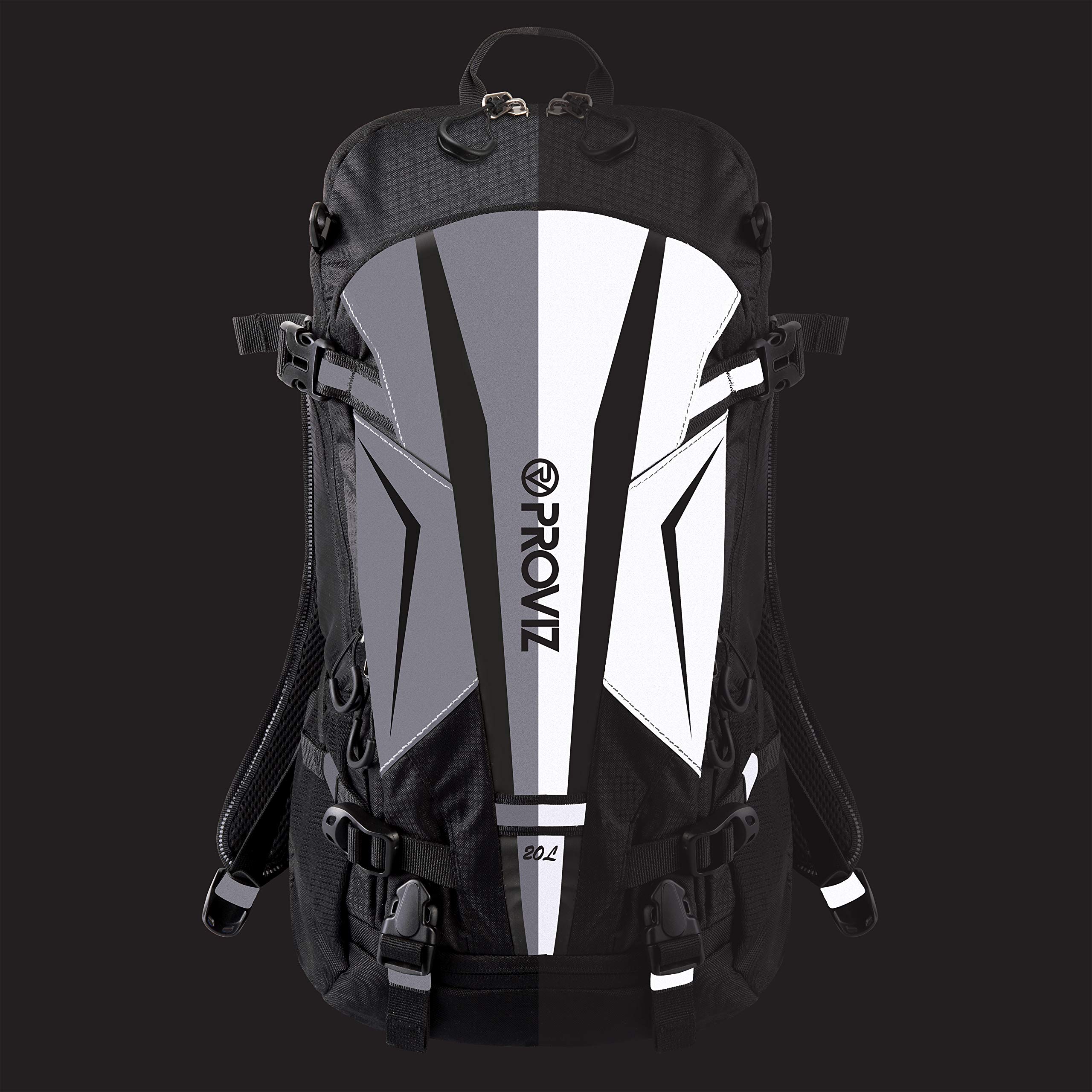 Proviz REFLECT360 Reflective Touring Backpack 20L, Multi-Use Sports Hi Viz Rucksack Bag Hi Visibility, Black