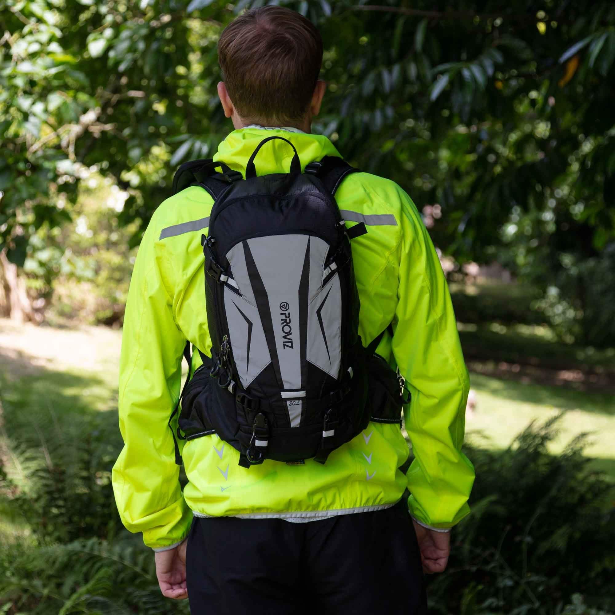 Proviz REFLECT360 Reflective Touring Backpack 20L, Multi-Use Sports Hi Viz Rucksack Bag Hi Visibility, Black