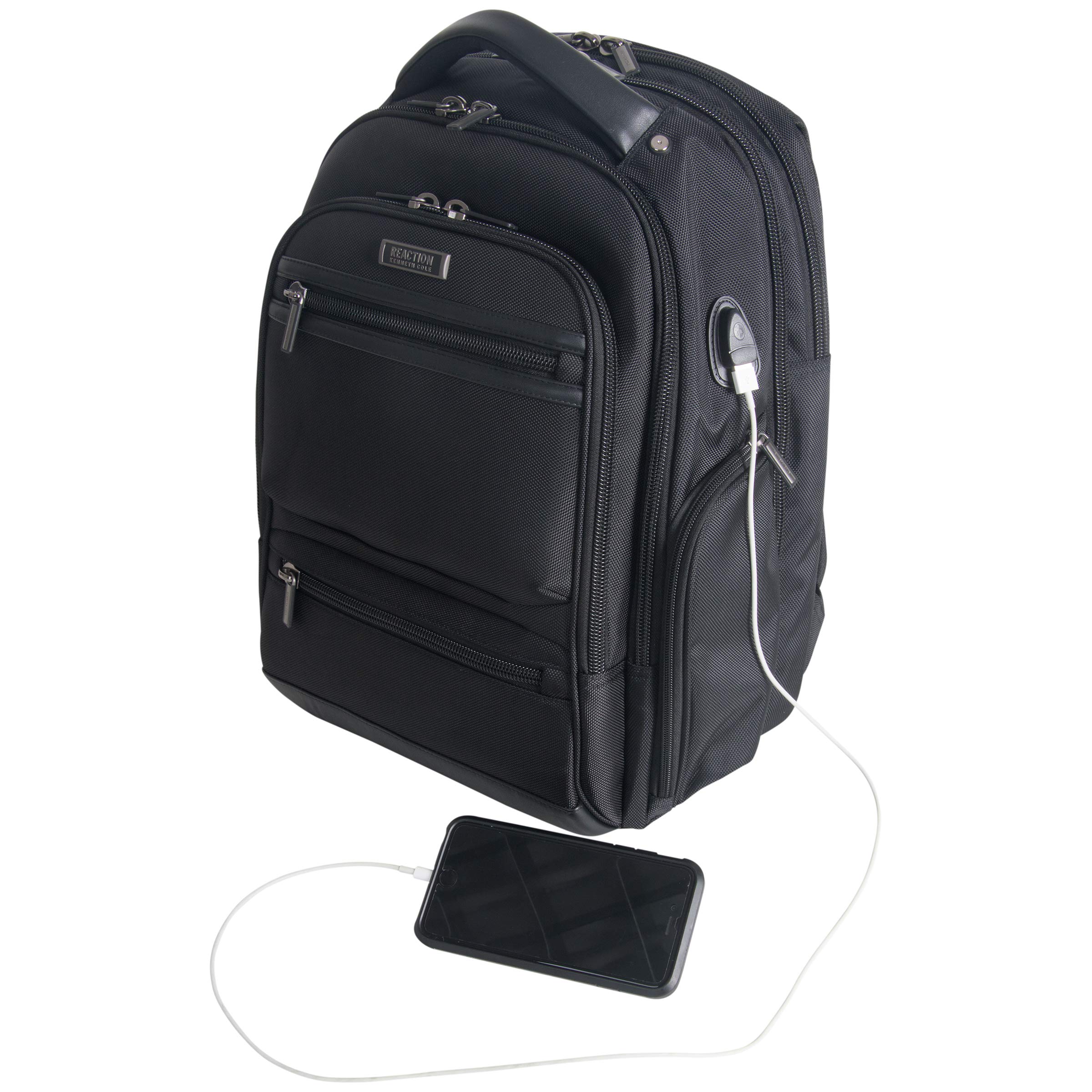 Kenneth Cole REACTION ProTec Travel Laptop 17" Computer Bag for Men & Women Casual Work/School/College Bookbag Day Pack, Black Business Backpack