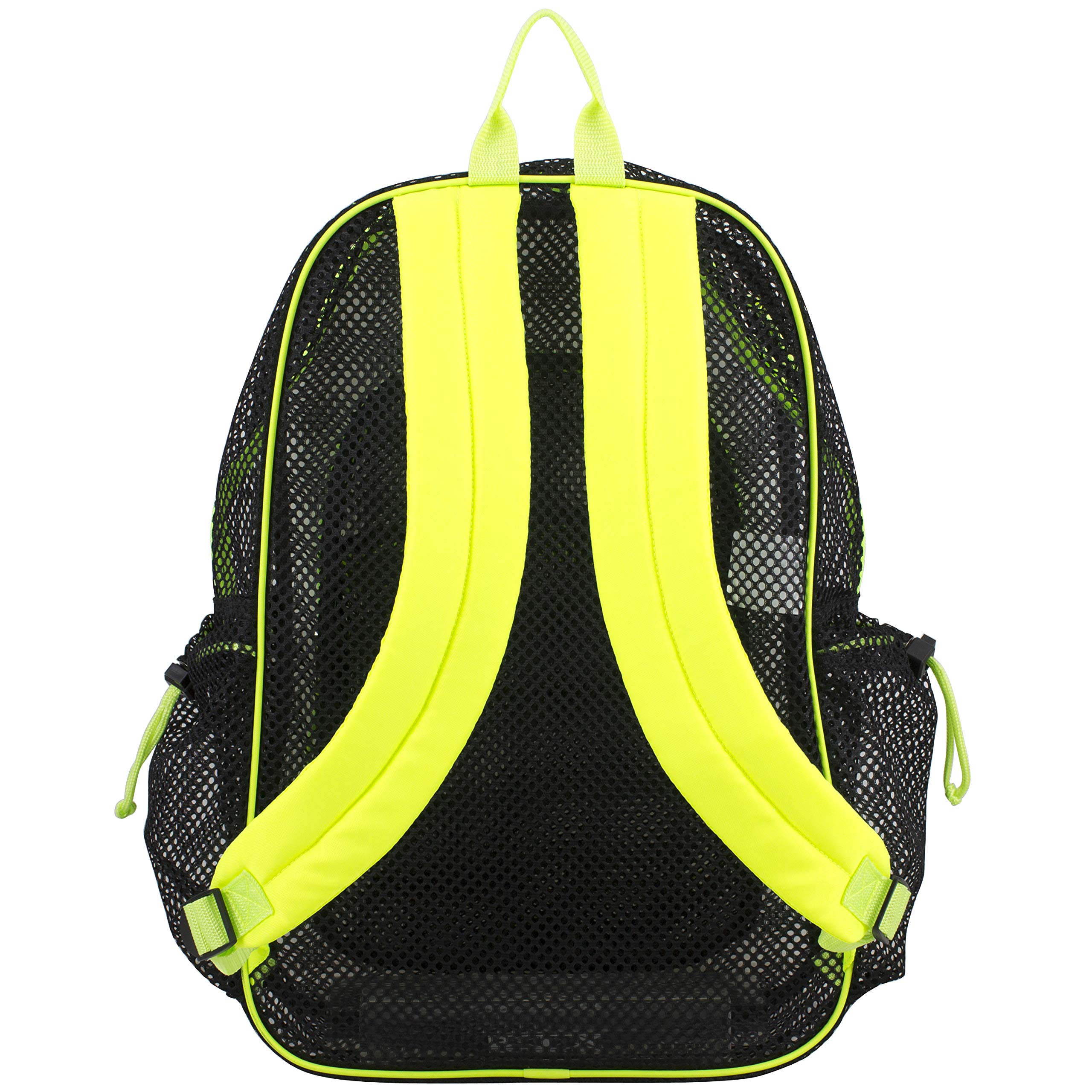 Eastsport XL Semi-Transparent Mesh Backpack with Comfort Padded Straps and Bungee, Black/Yellow