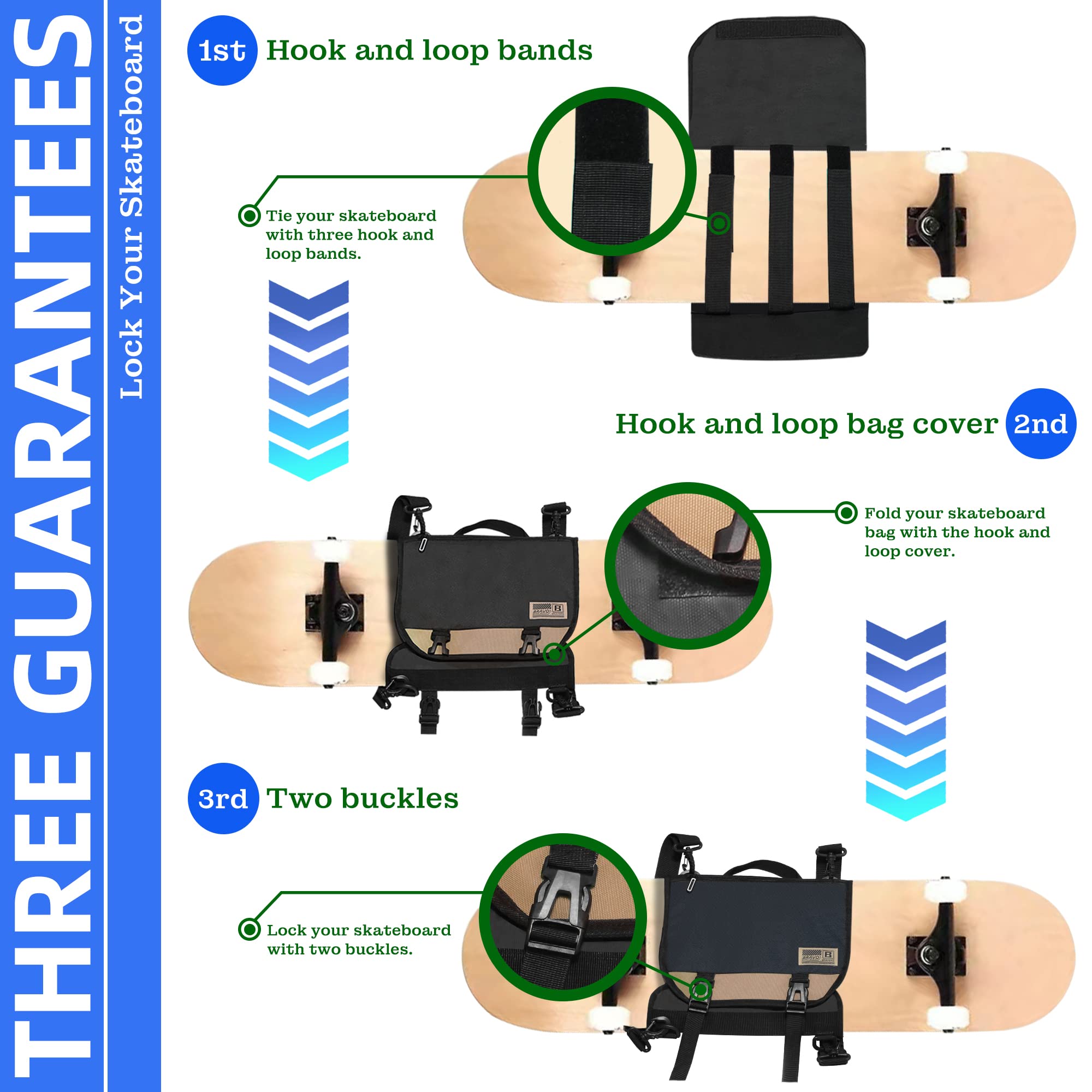 BRAVORD Skateboard Backpack Bag Carrier with Helmet Cargo Net for Crusier Skateboard Electric Skateboard and Longboard (Khaki)