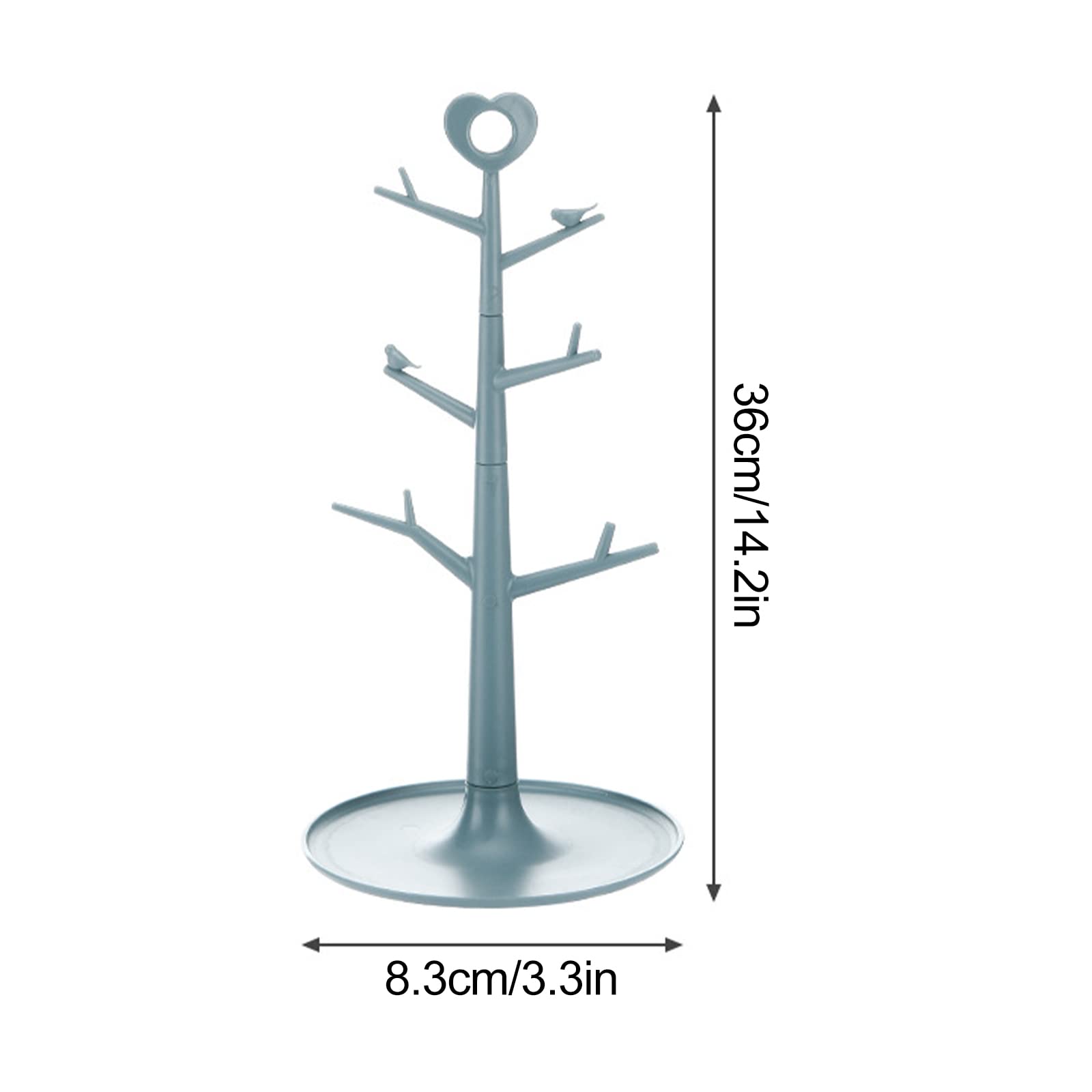DNIEBW Tea Cup Rack Holder, 14.2 Inch Tabletop Mug Display Rack Tea Rack Cup Tree Holder, Coffee Mugs Rack with 6 Hooks for Kitchen Table Bar Countertop
