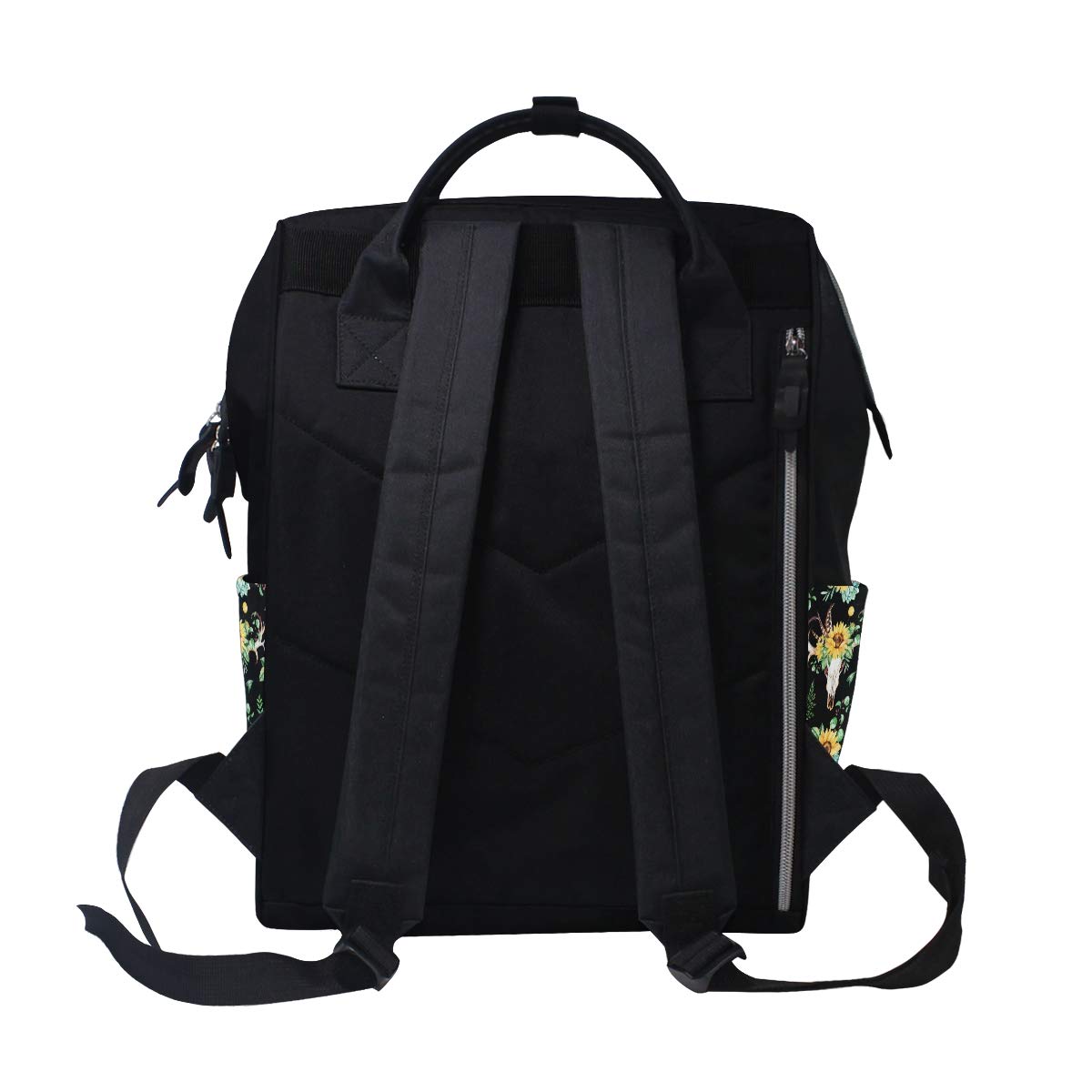 WIHVE Doctor Bag Backpack Sunflower Skull Feather Horn Large Diaper Bag School Travel Backpack