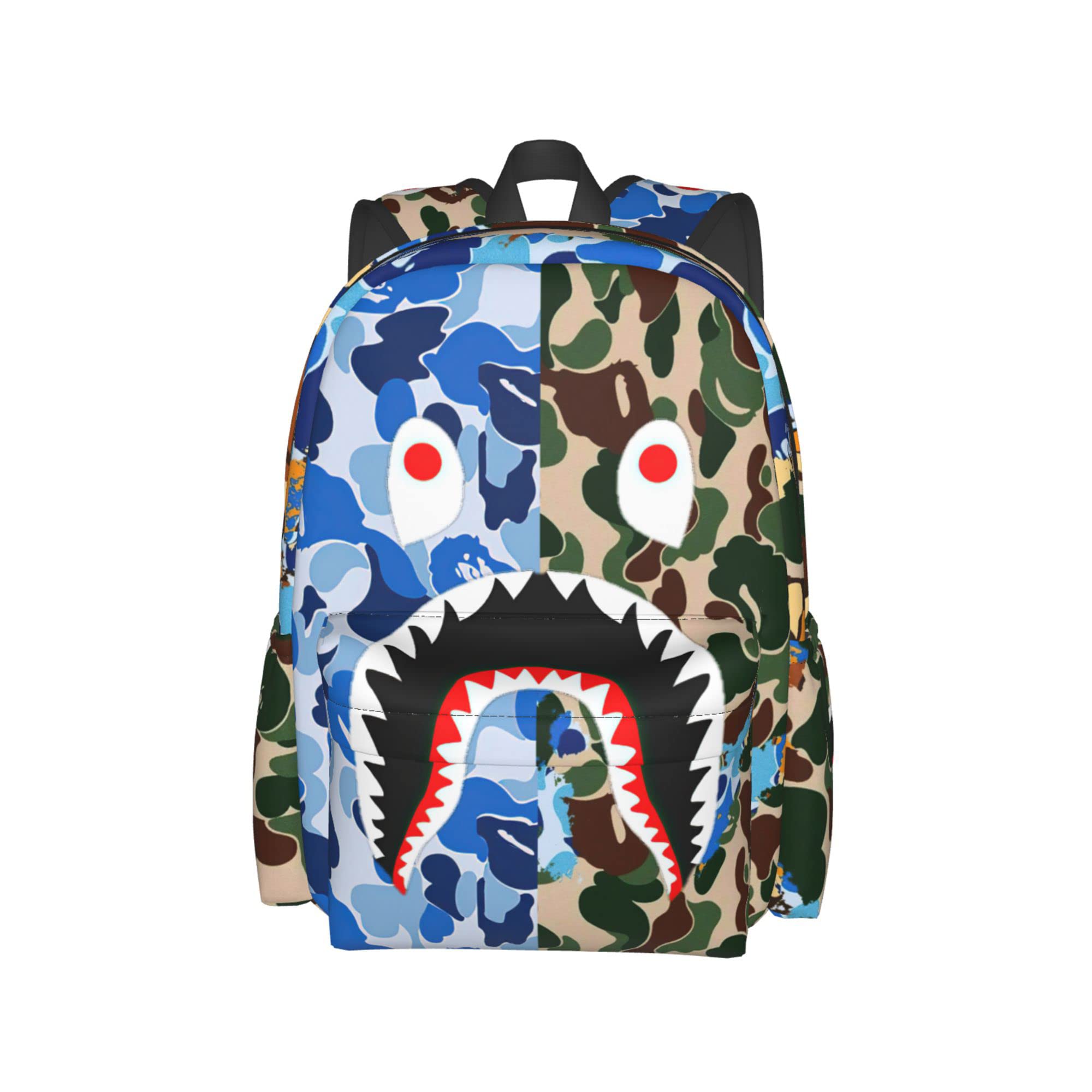 Vkaxopt Backpack Shark Teeth Camo Backpacks Travel Laptop Daypack Big Capacity Bookbag Fashion Durable for Men and Women