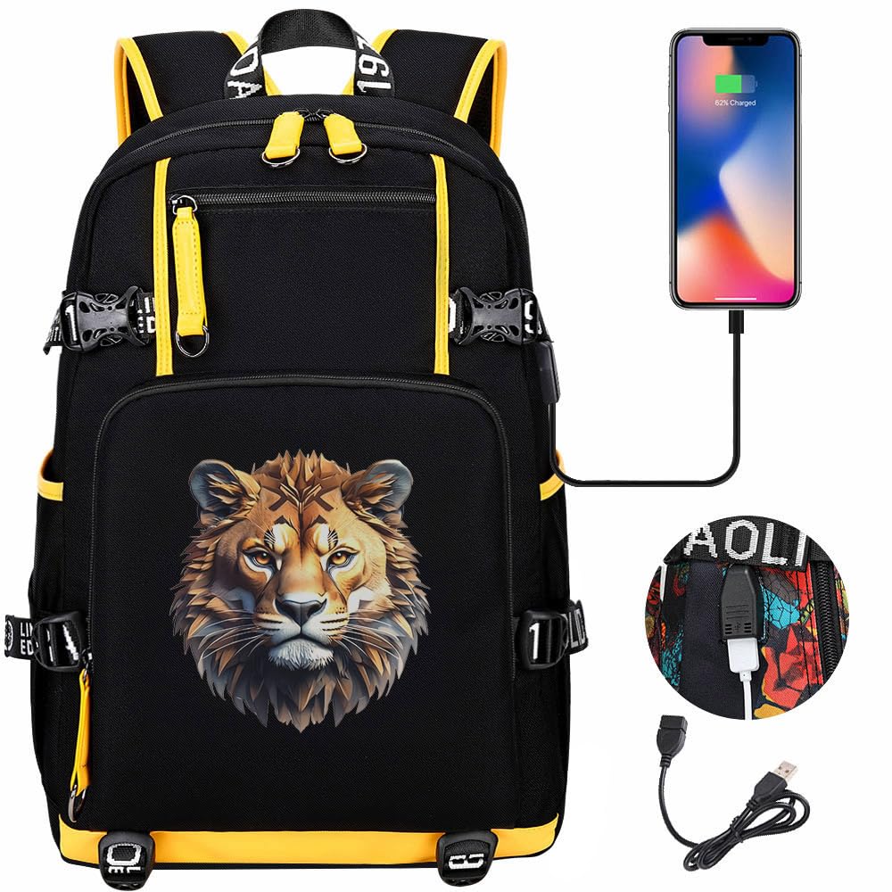 ZJYJING Anime One Piece Logo Luffy Print Backpack with USB Interface Casual Large Capacity Laptop Backpack (B3-1)