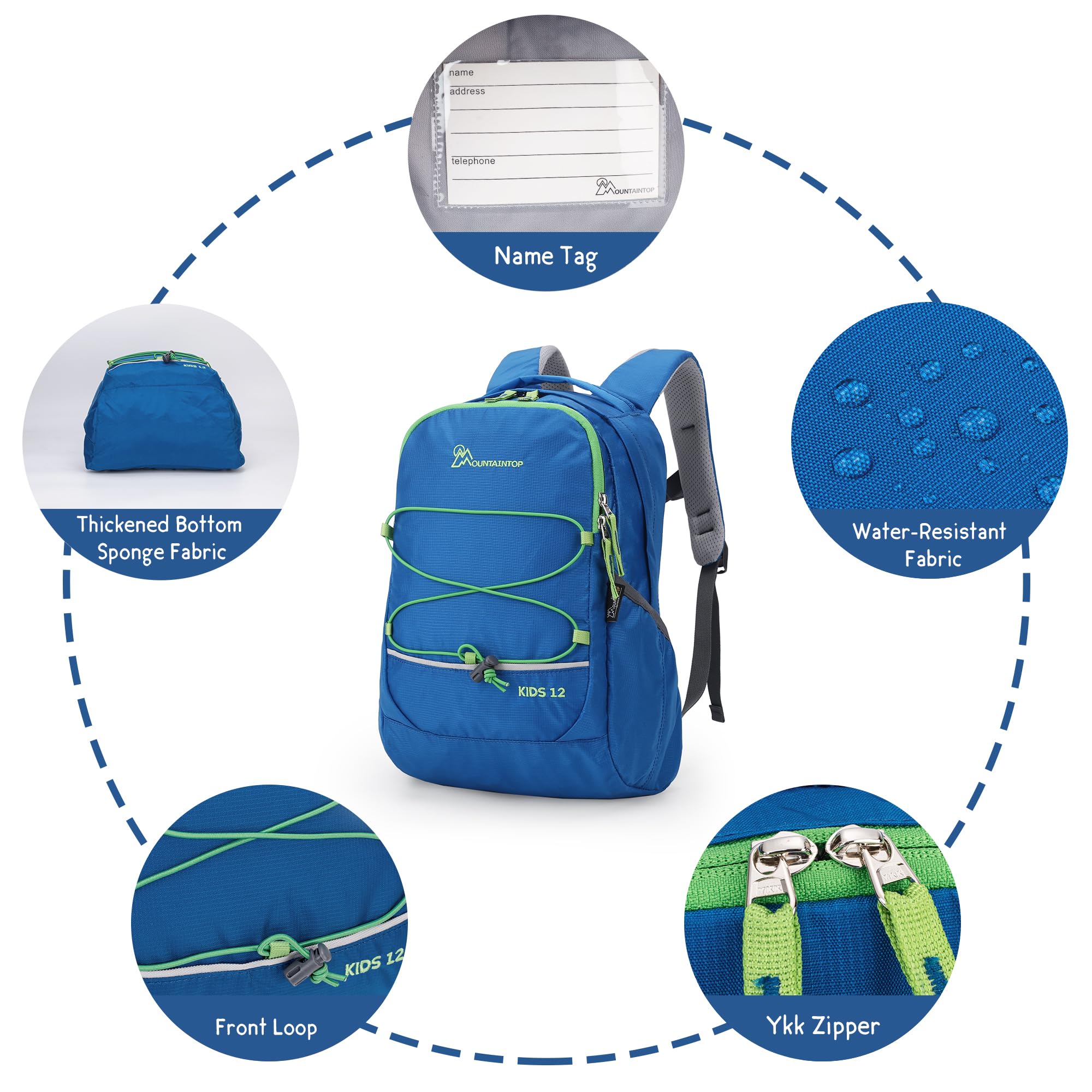 MOUNTAINTOP Kids Hiking Backpack for Boys Girls Water Resistant Lightweight Daypack