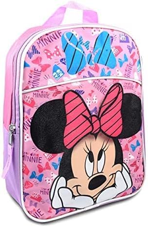 Fast Forward Minnie Mouse Backpack and Lunch Box Set - Bundle with Mini 11" Minnie Backpack, Minnie Mouse Lunch Box, Water Bottle, Stickers, More | Minnie Mouse Backpack for Girls