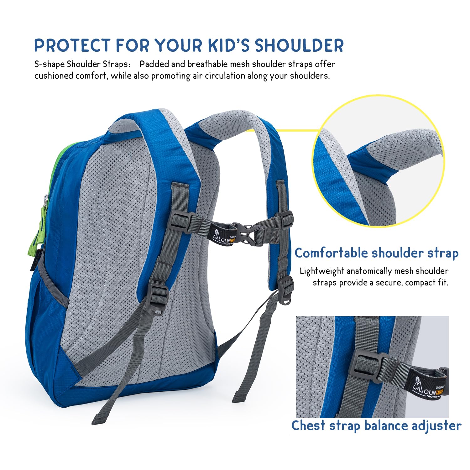 MOUNTAINTOP Kids Hiking Backpack for Boys Girls Water Resistant Lightweight Daypack