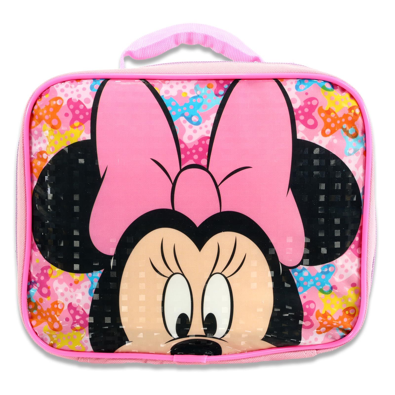 Fast Forward Minnie Mouse Backpack and Lunch Box Set - Bundle with Mini 11" Minnie Backpack, Minnie Mouse Lunch Box, Water Bottle, Stickers, More | Minnie Mouse Backpack for Girls