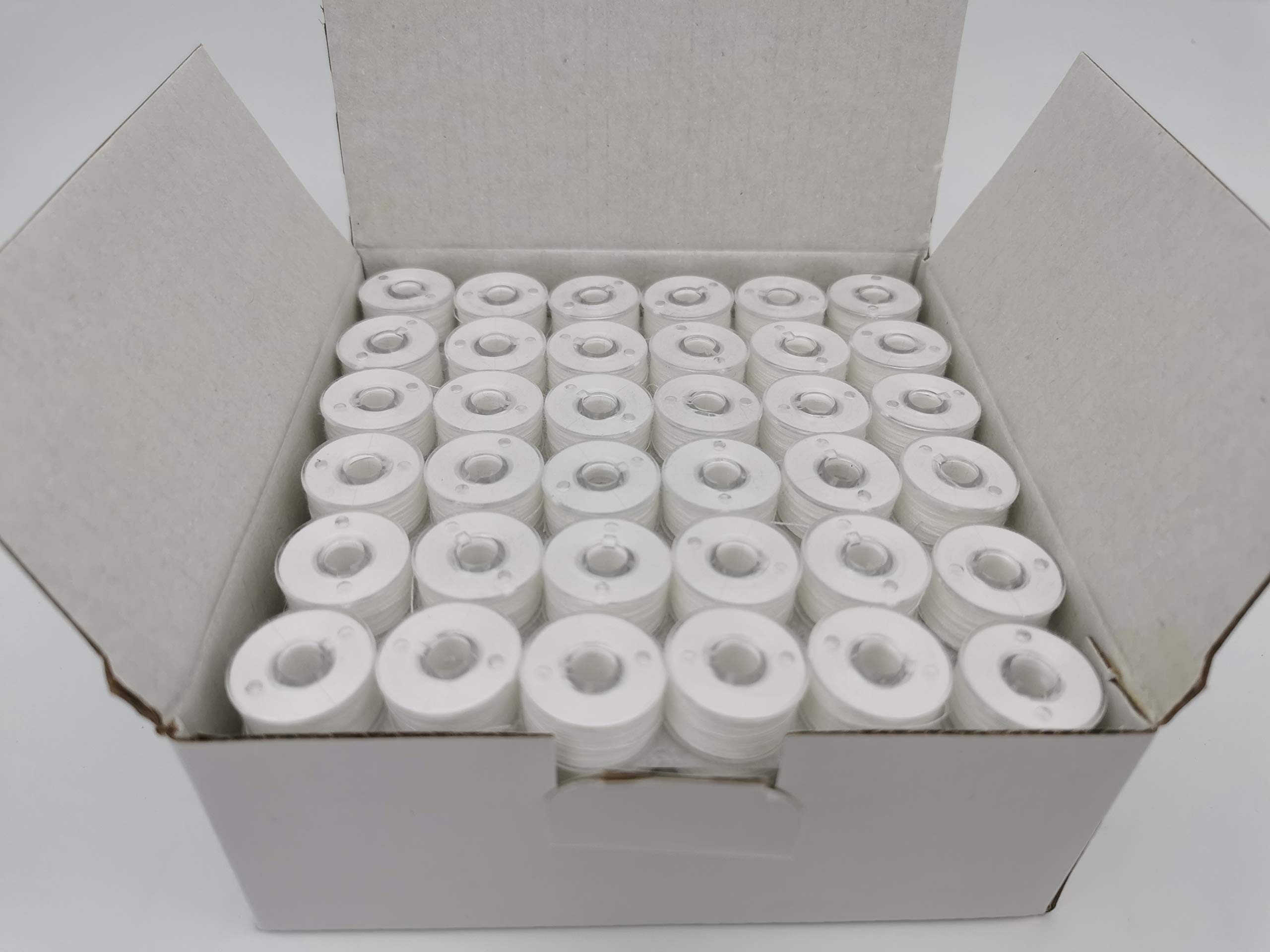 144pcs Prewound Bobbins Size A for Domestic Sewing/Embroidery Machines, Compatible with Brother Machines, Plastic Sided, Size A, Class 15, 15J, SA156, White Color, 100% Polyester, 60S/2 100 Yards