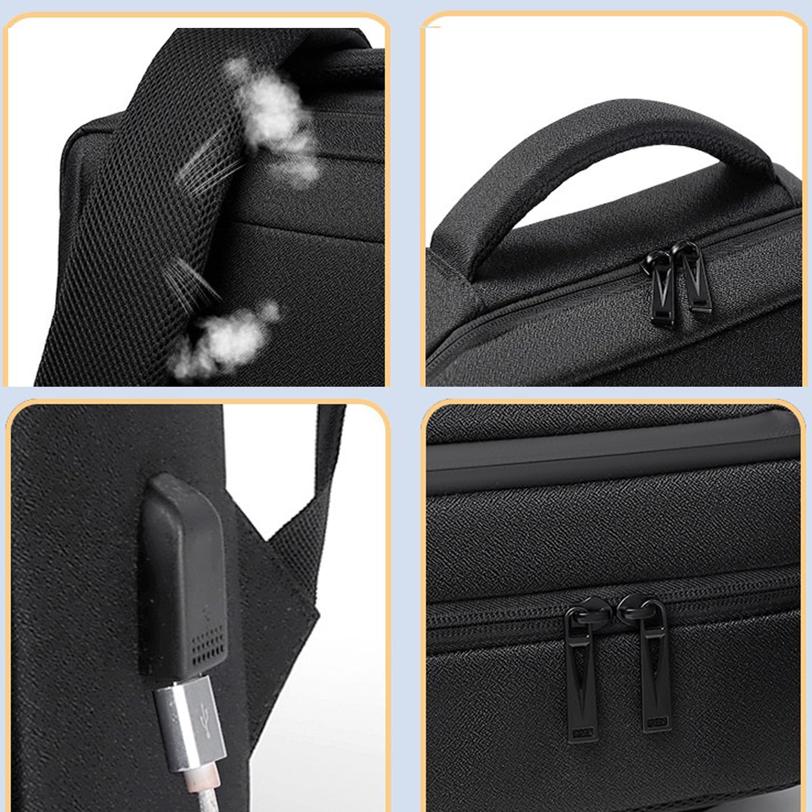 DAYELIVE Business Travel Backpack, Work Backpack for Men Women Laptop Backpack with USB Charging Port, 15.6 Inch Heavy Duty Backpack, Large Back Pack Waterproof College School Bookbag Computer, Black