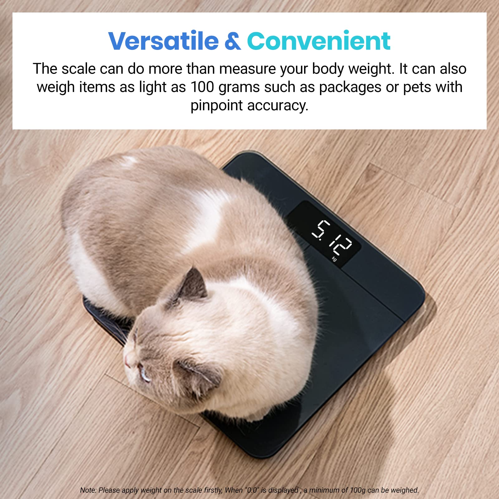 Etekcity Scale for Body Weight, Digital Bathroom Scale for People, Accurate to 0.02kg/0.05lb & Large LED Display, Weight Verification, Tempered Glass, 400 lbs